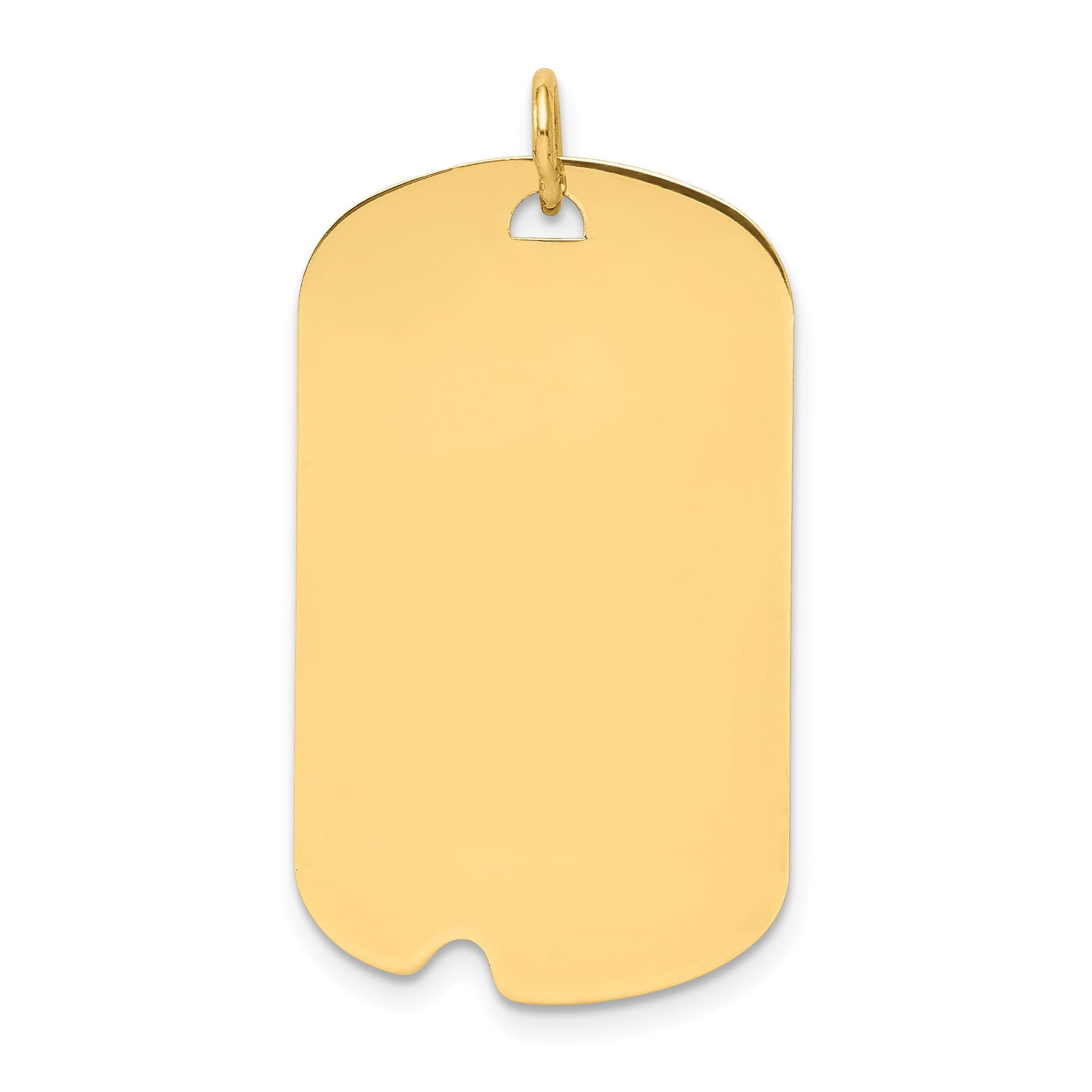 14k Yellow Gold Dog Tag Pendant for Men or Unisex, Polished Military ...