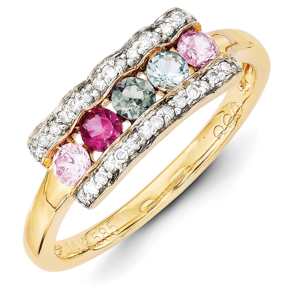 14k Yellow Gold Family Jewelry Diamond Semi-Set Ring (7mm) (1/8ct ...