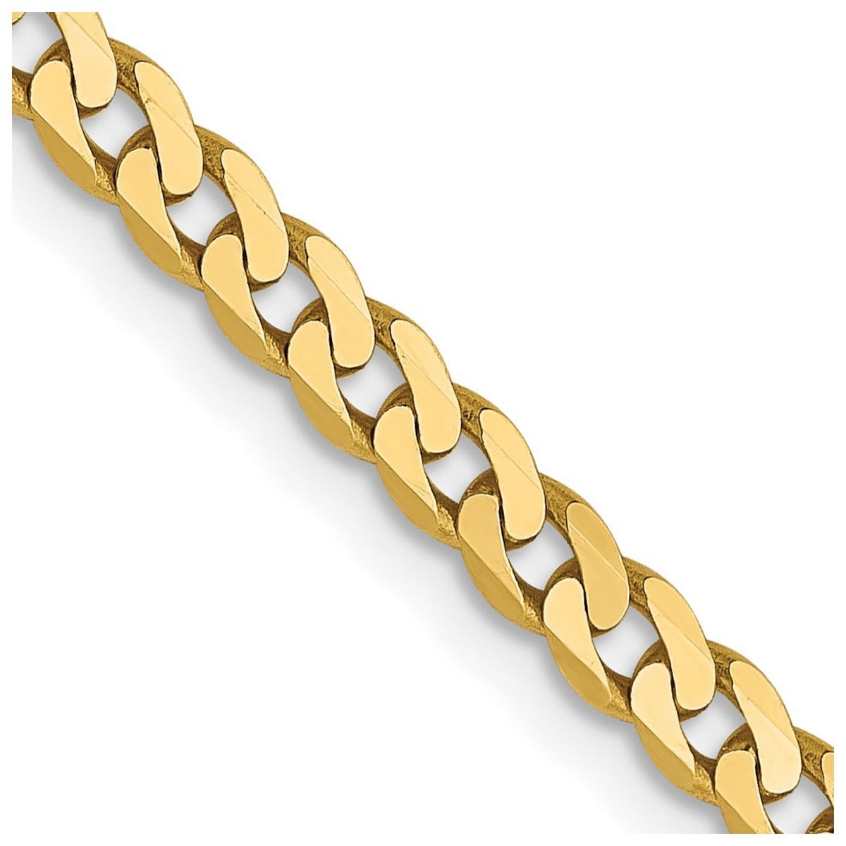 14k Yellow Gold Fancy Lobster Closure 2.4mm Beveled Curb Chain Necklace ...