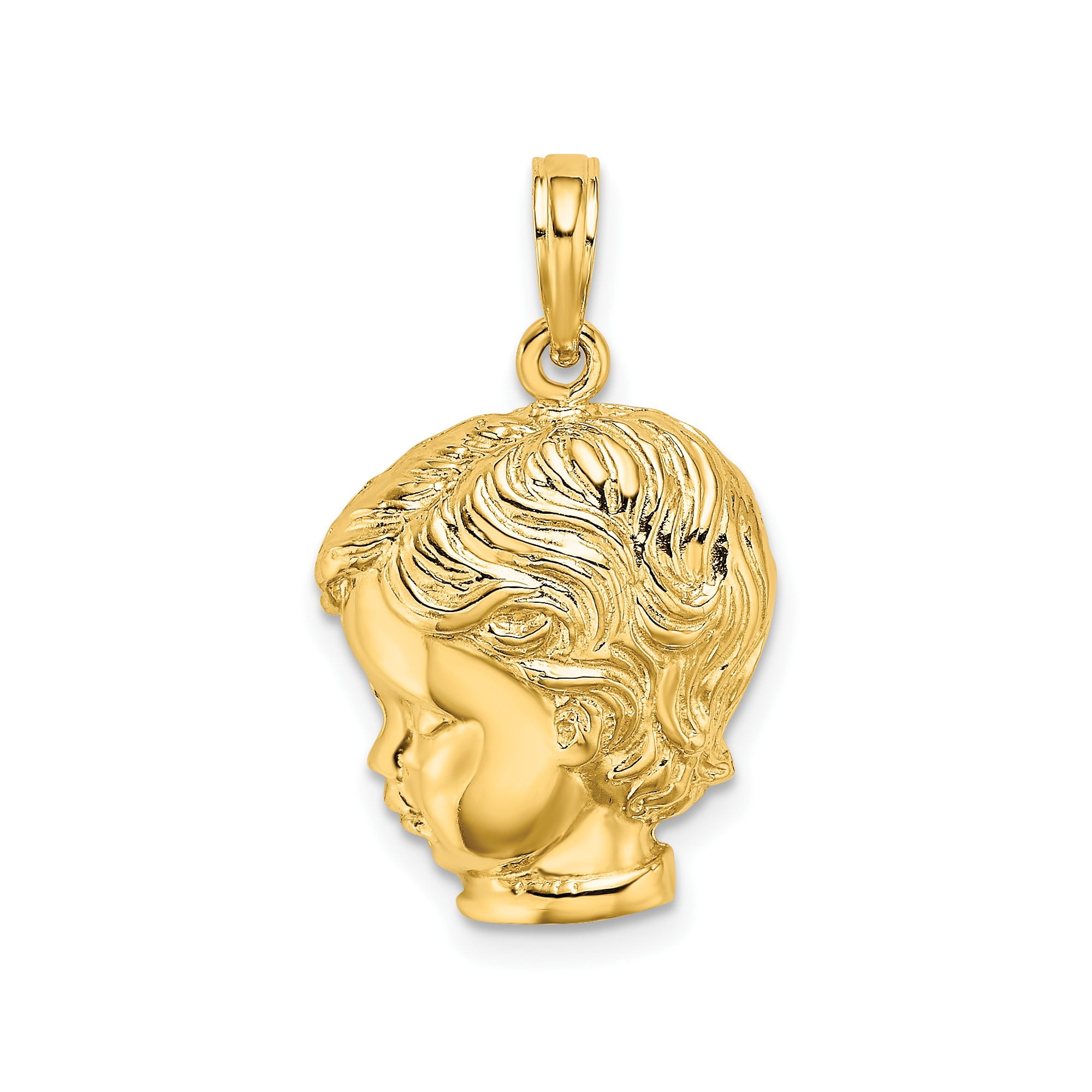 14k Yellow Gold Female Profile Pendant Necklace Charm for Women ...