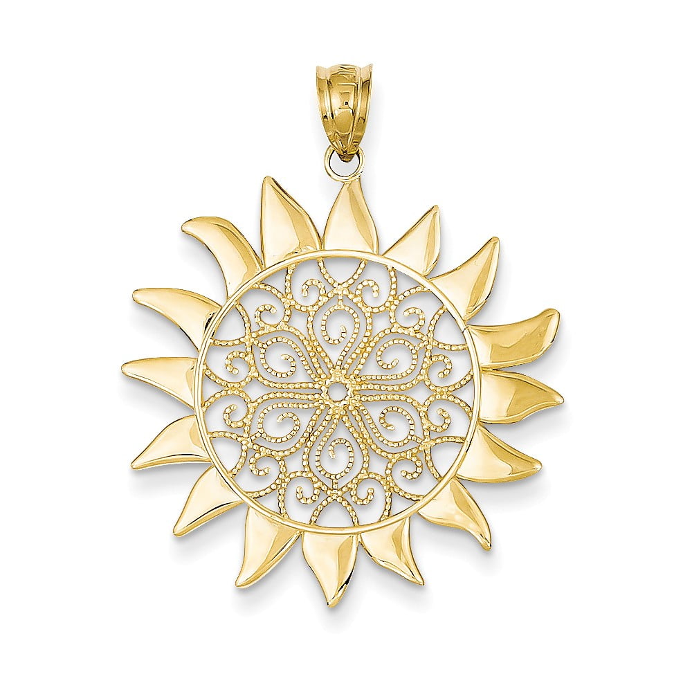 14k Yellow Gold Filigree Sun Pendant - Walmart.com