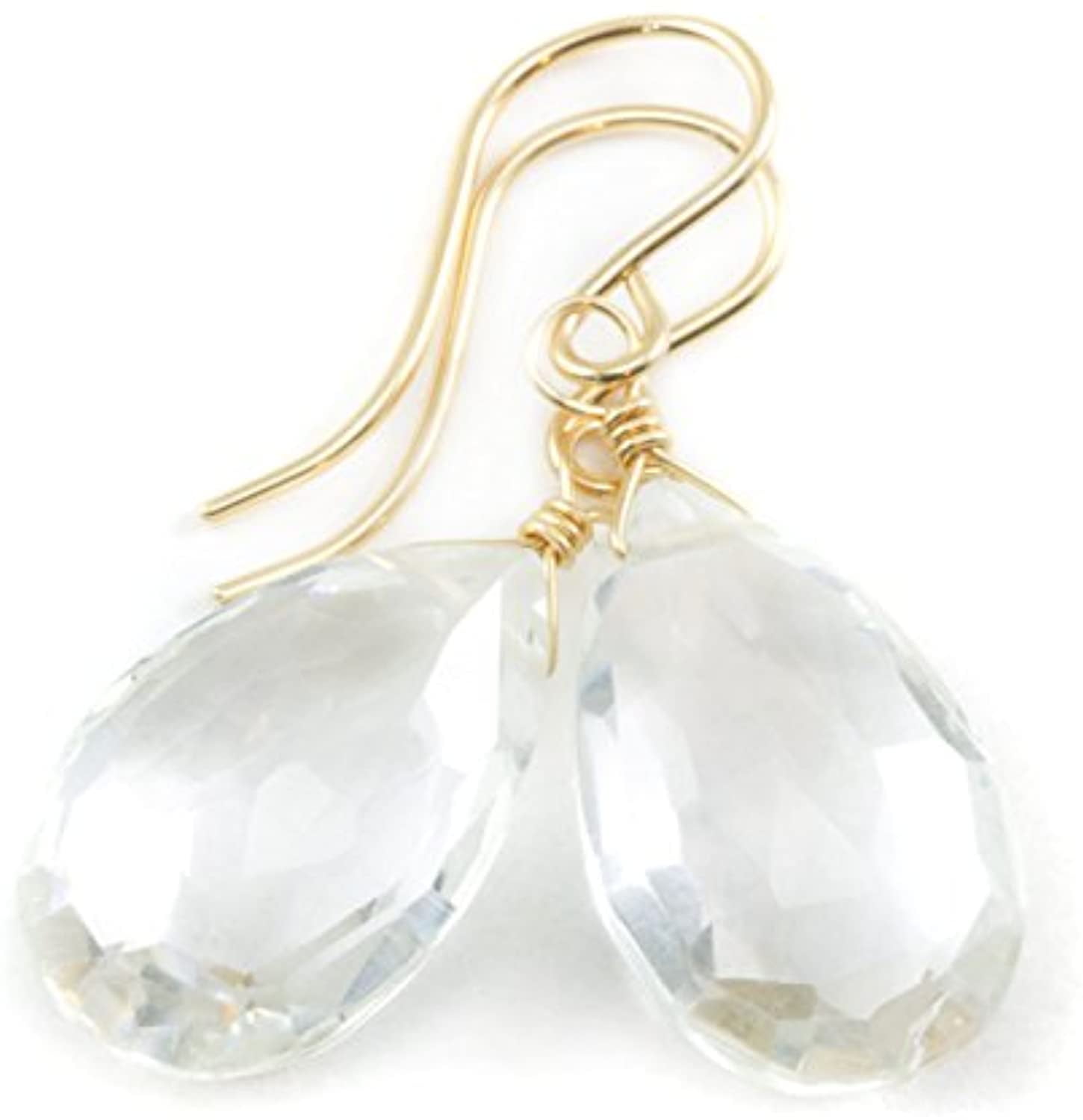 14k Yellow Gold Filled Clear Quartz Earrings Faceted Pear Teardrops ...