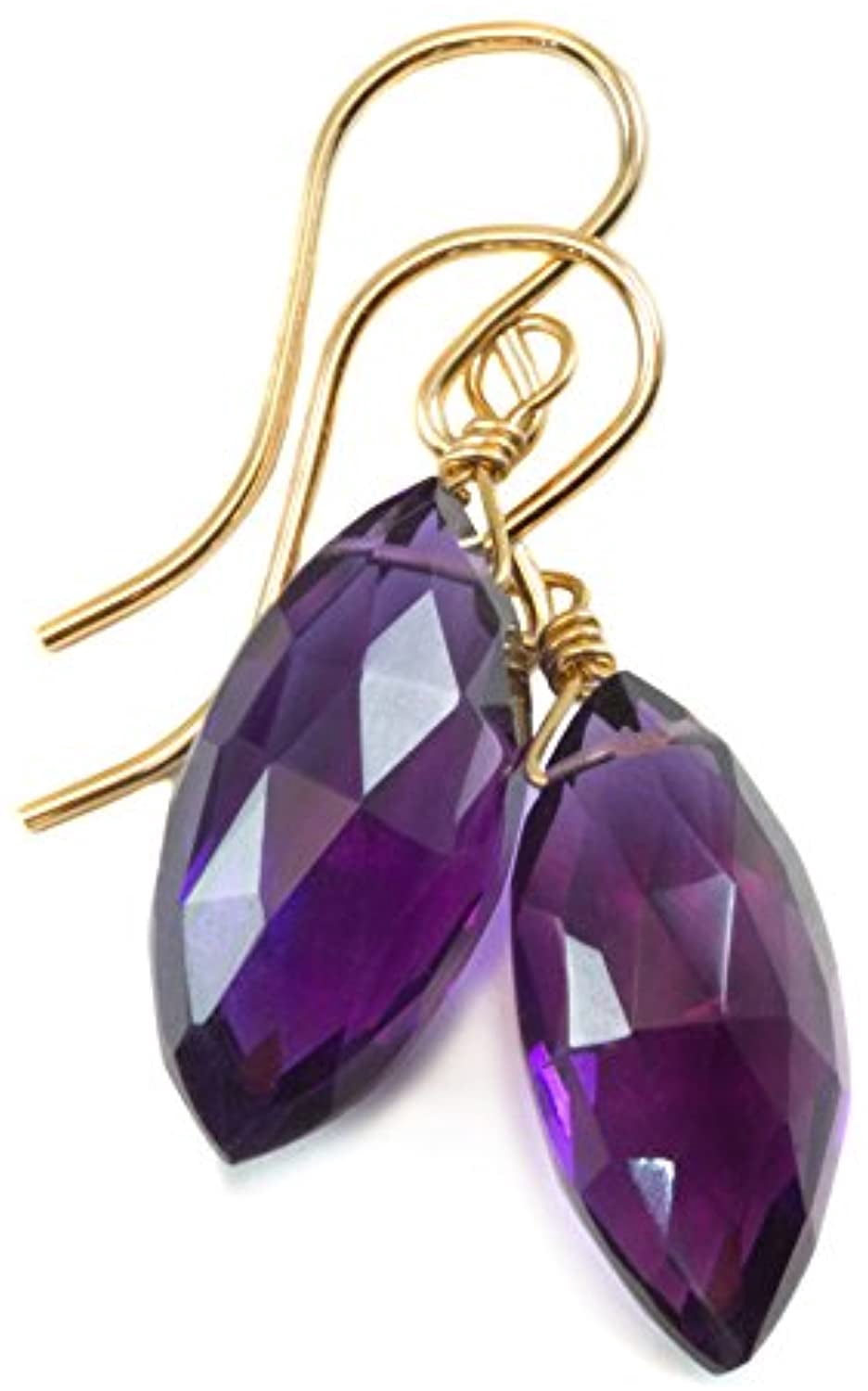 14k Yellow Gold Filled Purple Simulated Amethyst Earrings Faceted ...