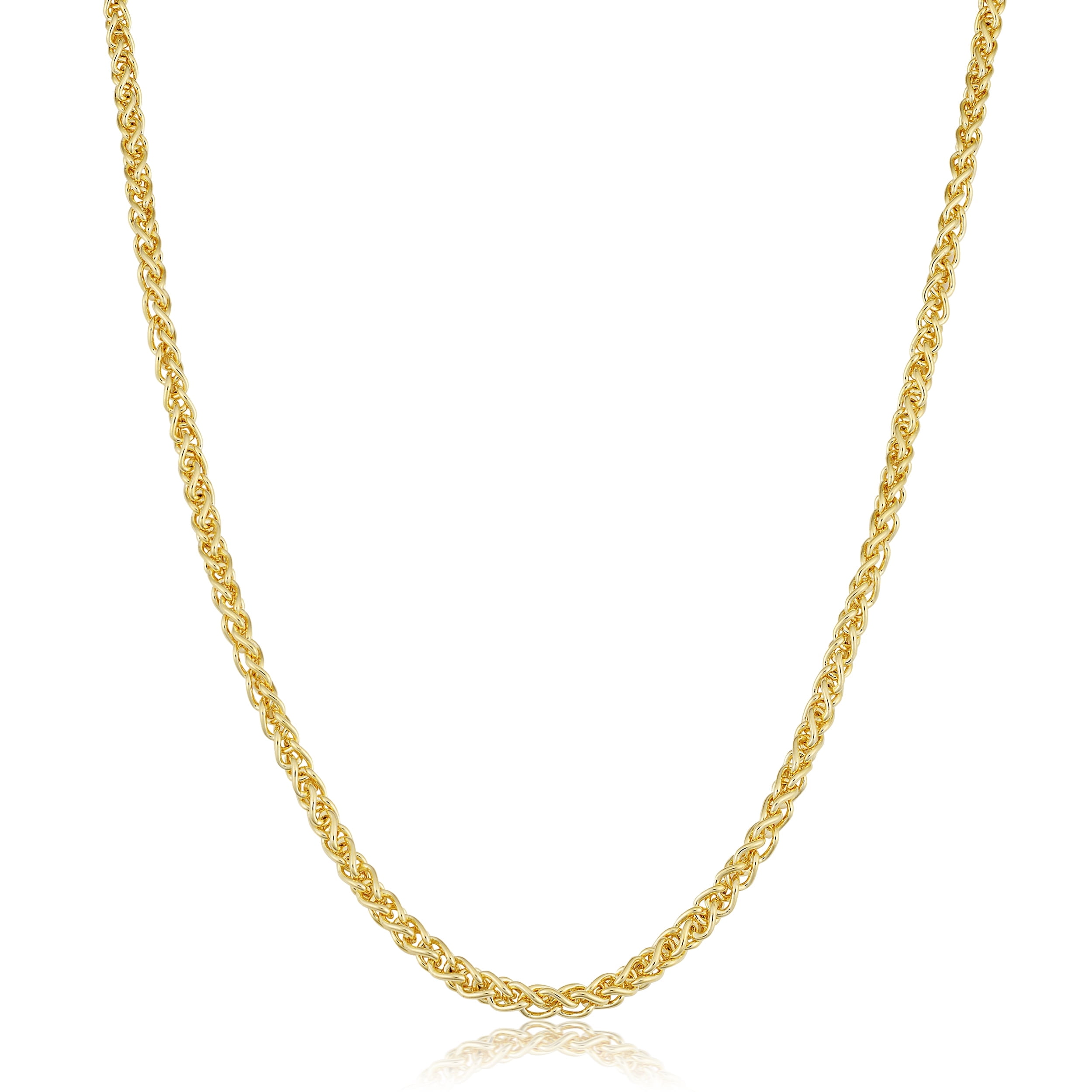 KoolJewelry 14k Yellow Gold Filled Round Wheat Chain Pendant Necklace ...
