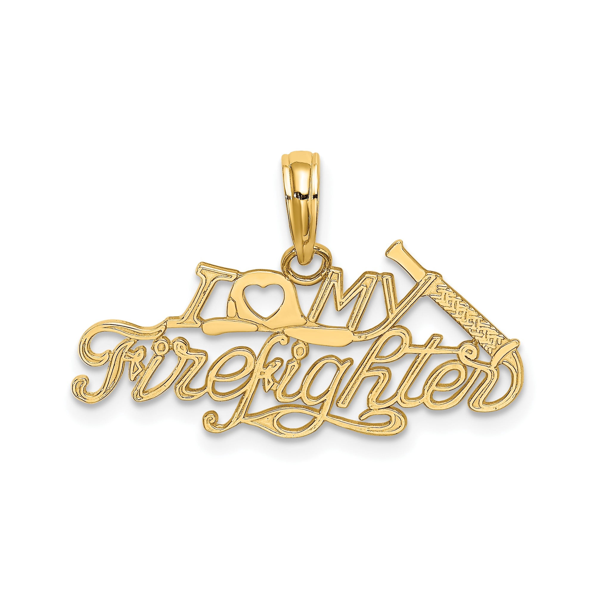 14k Yellow Gold Firefighter Pendant Necklace for Women with Fire Helmet ...