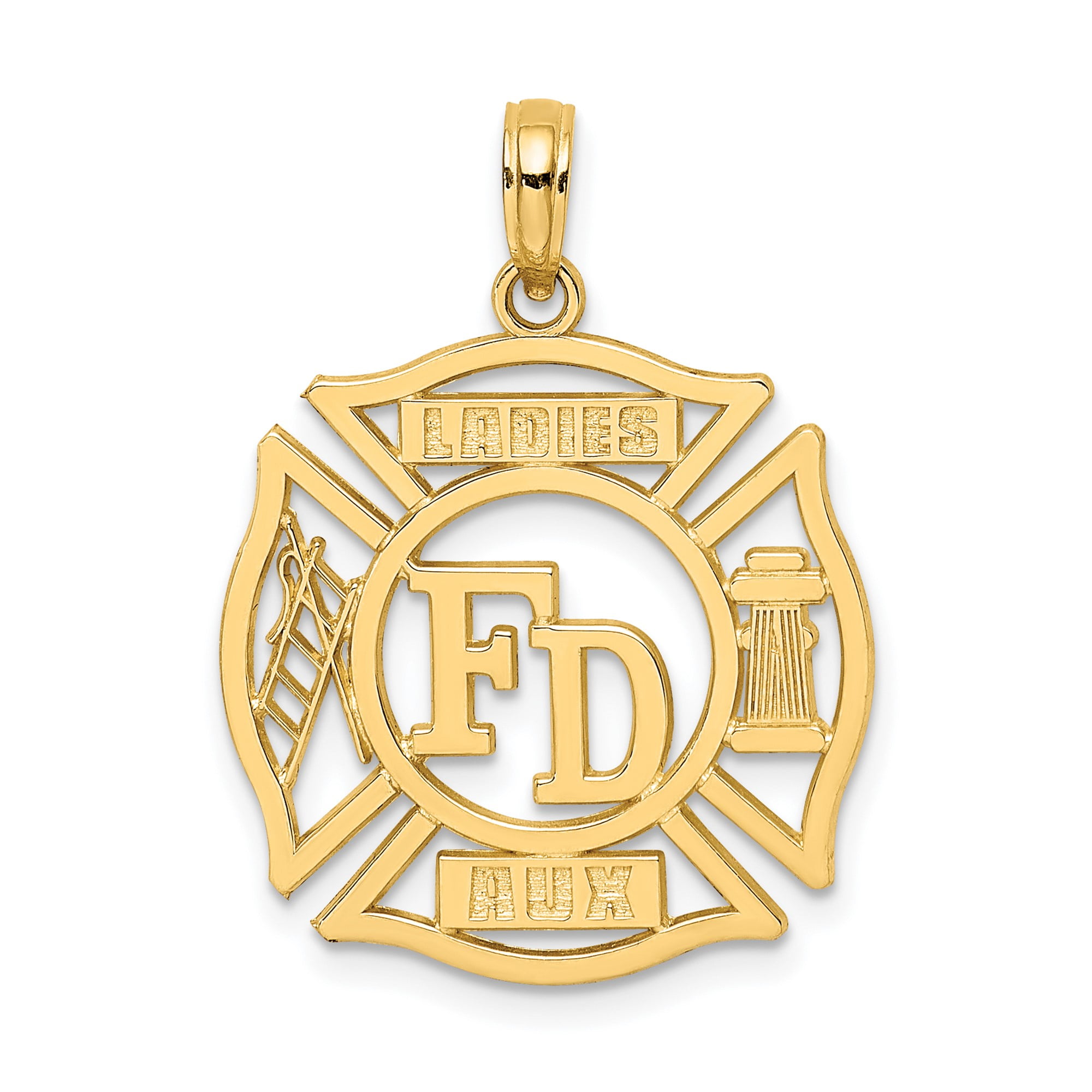 14k Yellow Gold Firefighter Pendant for Women with Maltese Cross FD ...