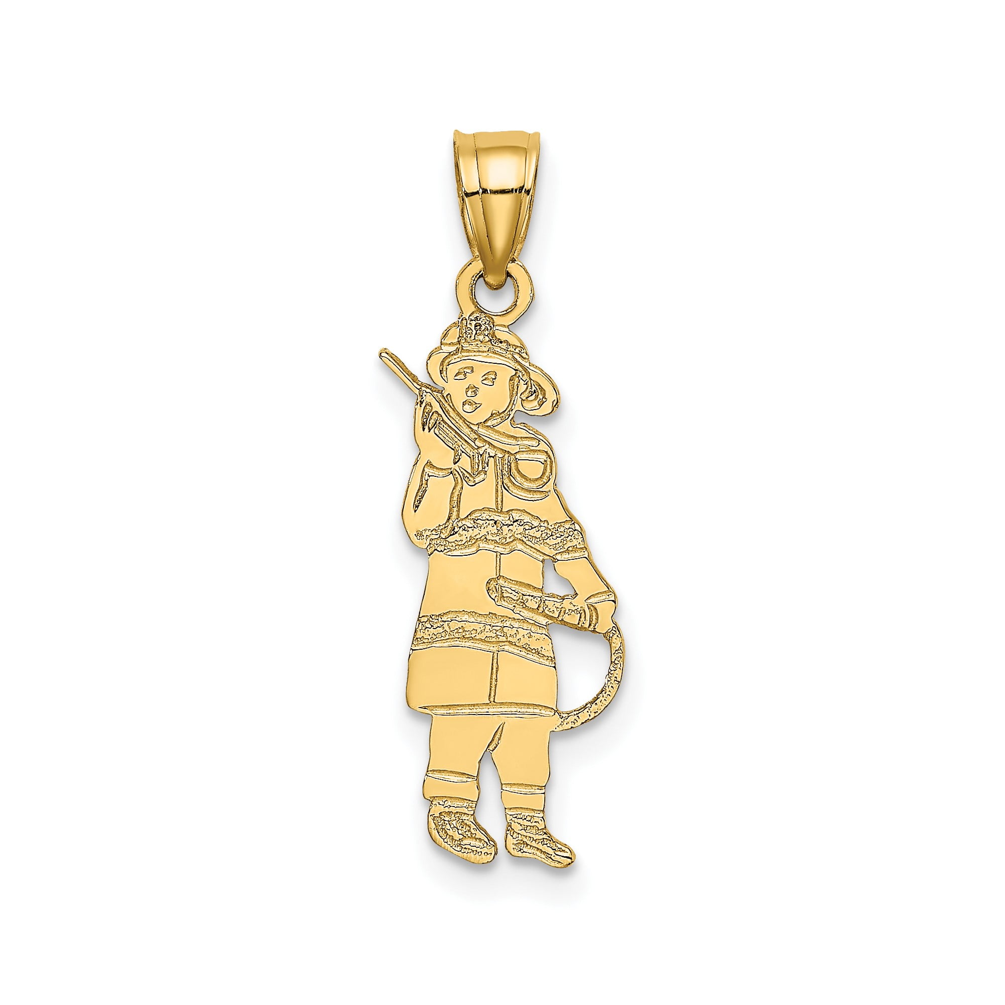 14k Yellow Gold Firefighter Pendant for Men and Women, Heroic Uniform ...