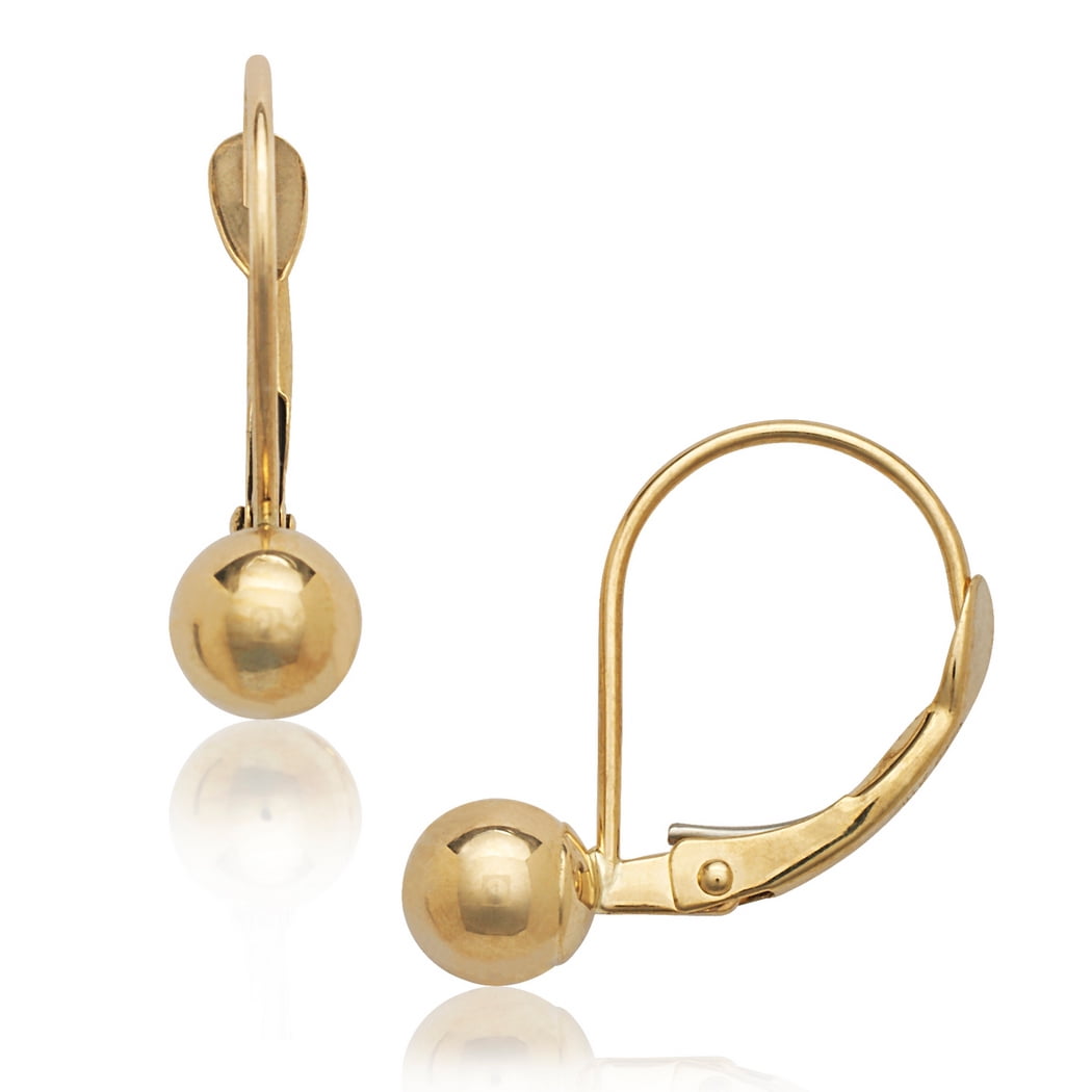 14k Yellow Gold Fixed 4mm-10mm Ball Leverback Earrings For Women (7 ...