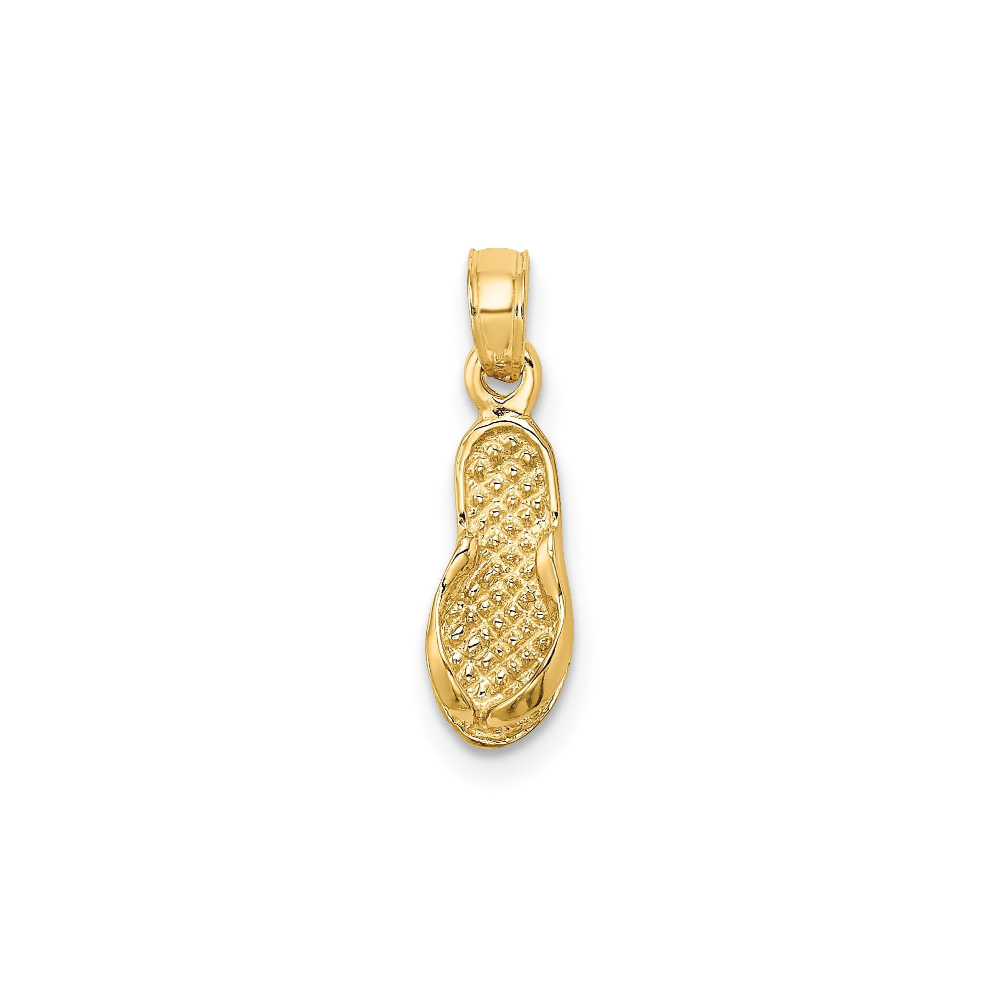 14k Yellow Gold Flip-Flop Pendant Charm for Necklace, Textured Sandal ...