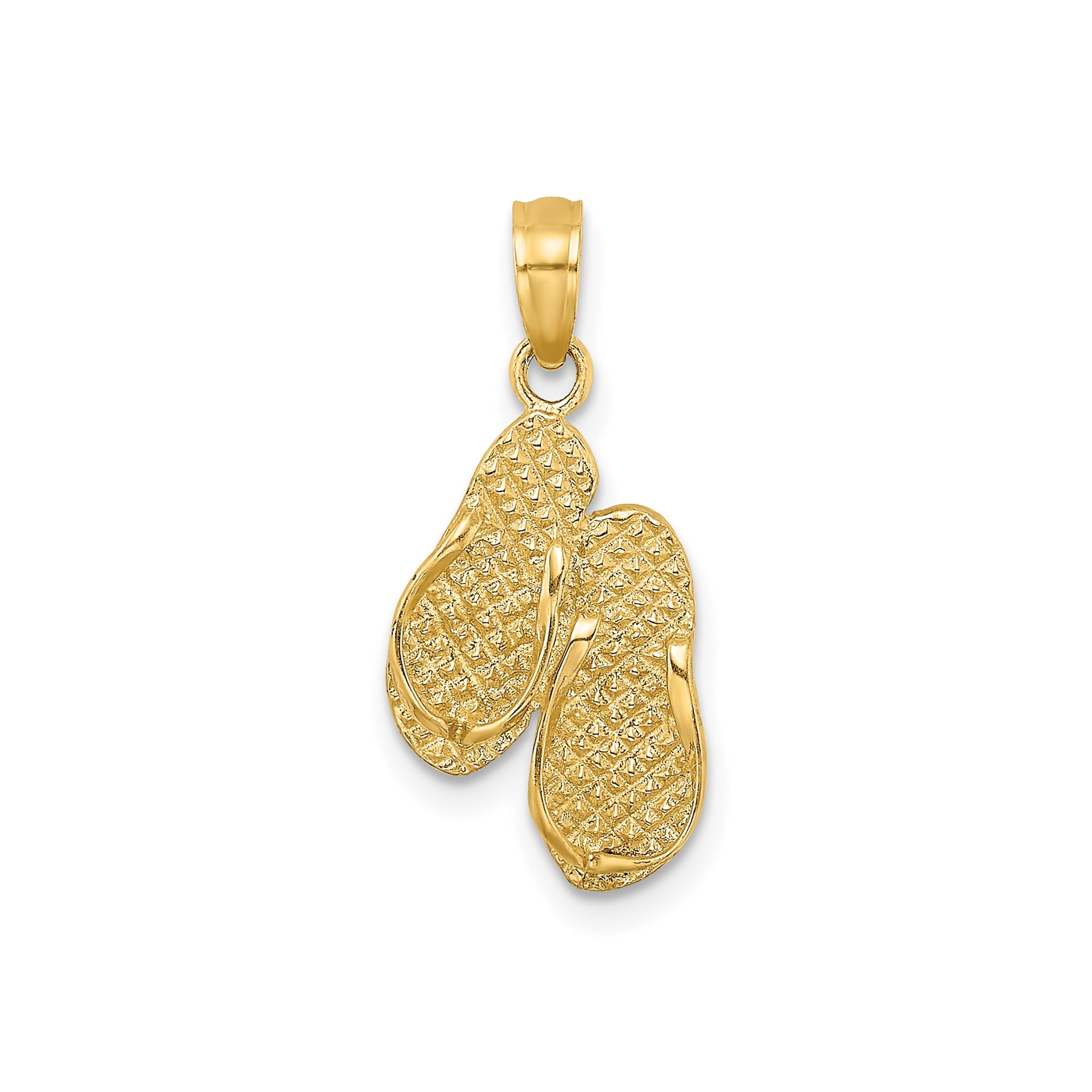 14k Yellow Gold Flip-Flop Pendant for Women or Unisex, Textured Sandal ...