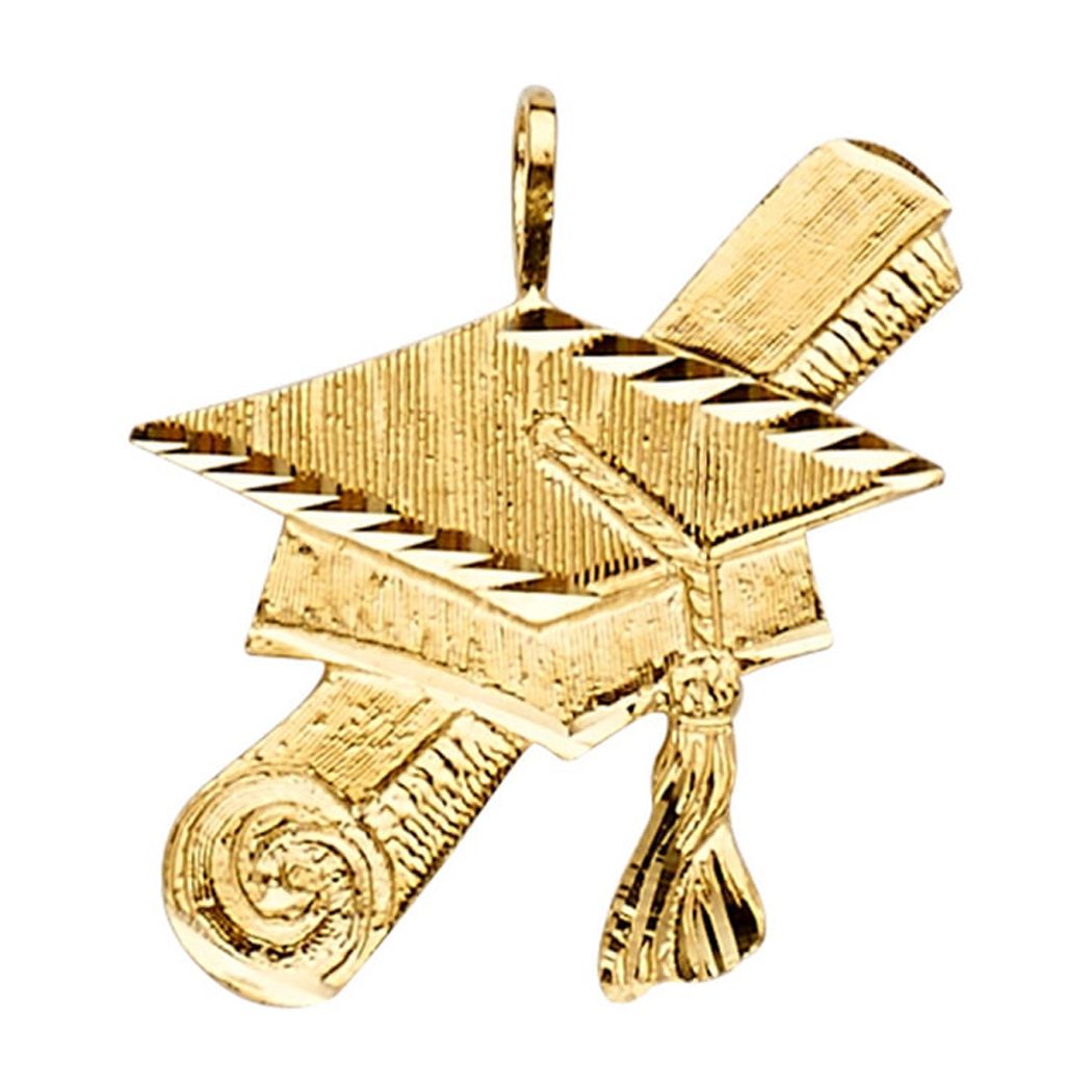14k Yellow Gold Graduation Pendant Necklace 22x25mm - 2.2 Grams ...