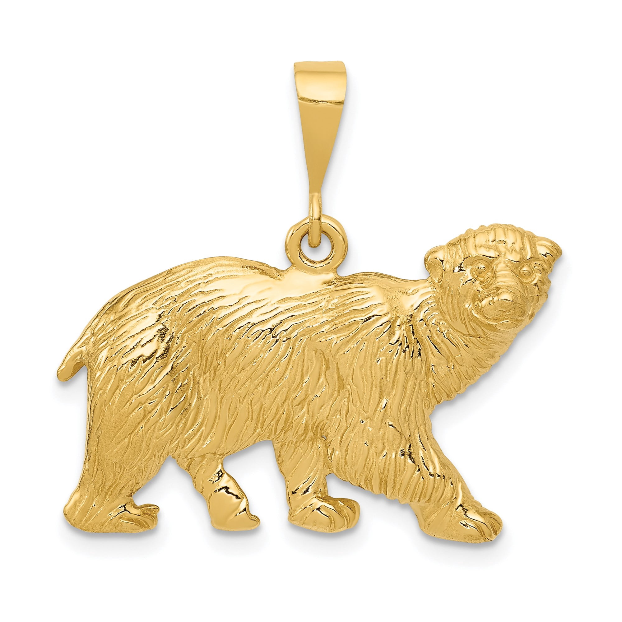 14k Yellow Gold Grizzly Bear Pendant for Men and Women, Nature Animal ...