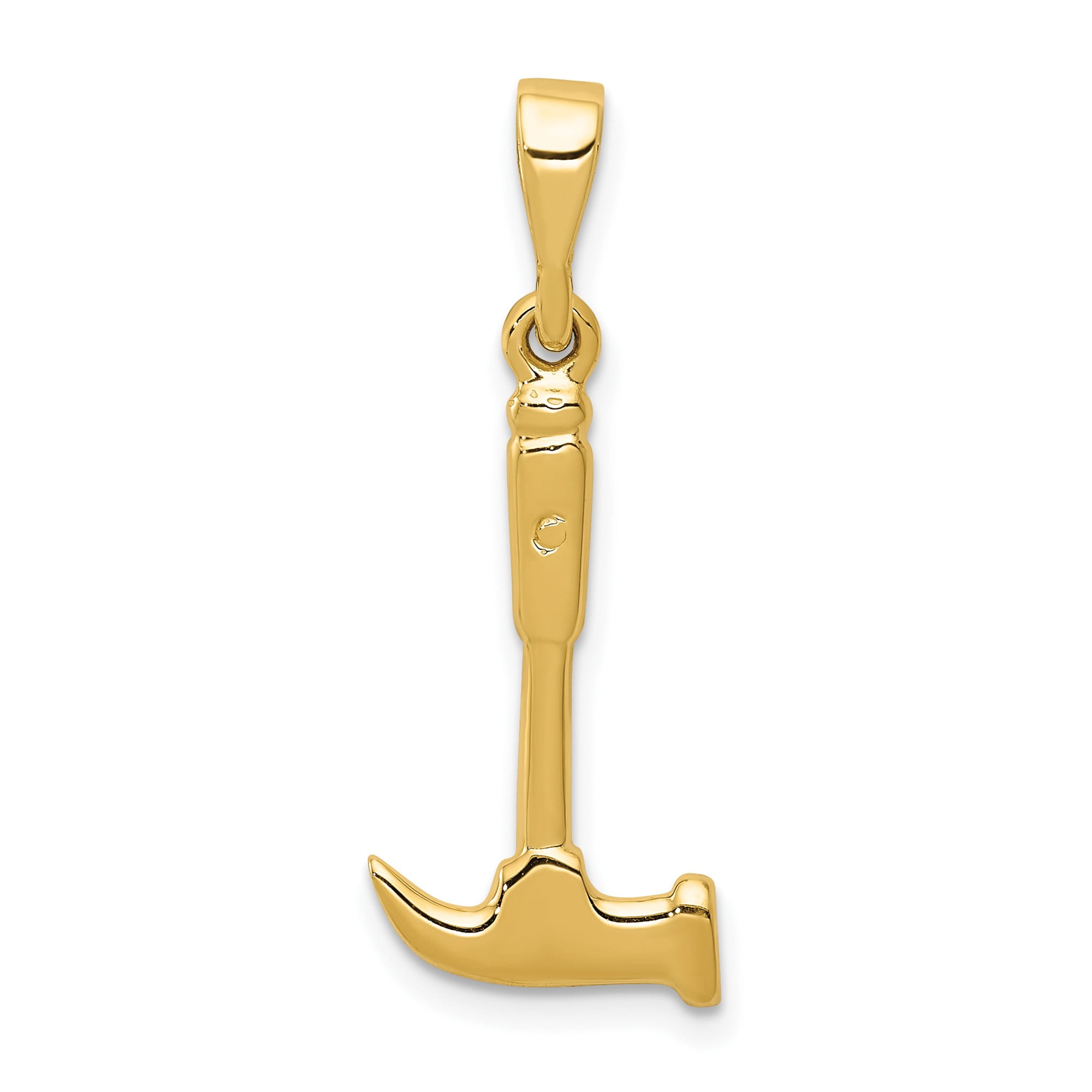 14k Yellow Gold Hammer Pendant for Men or Unisex, Claw Tool Charm ...