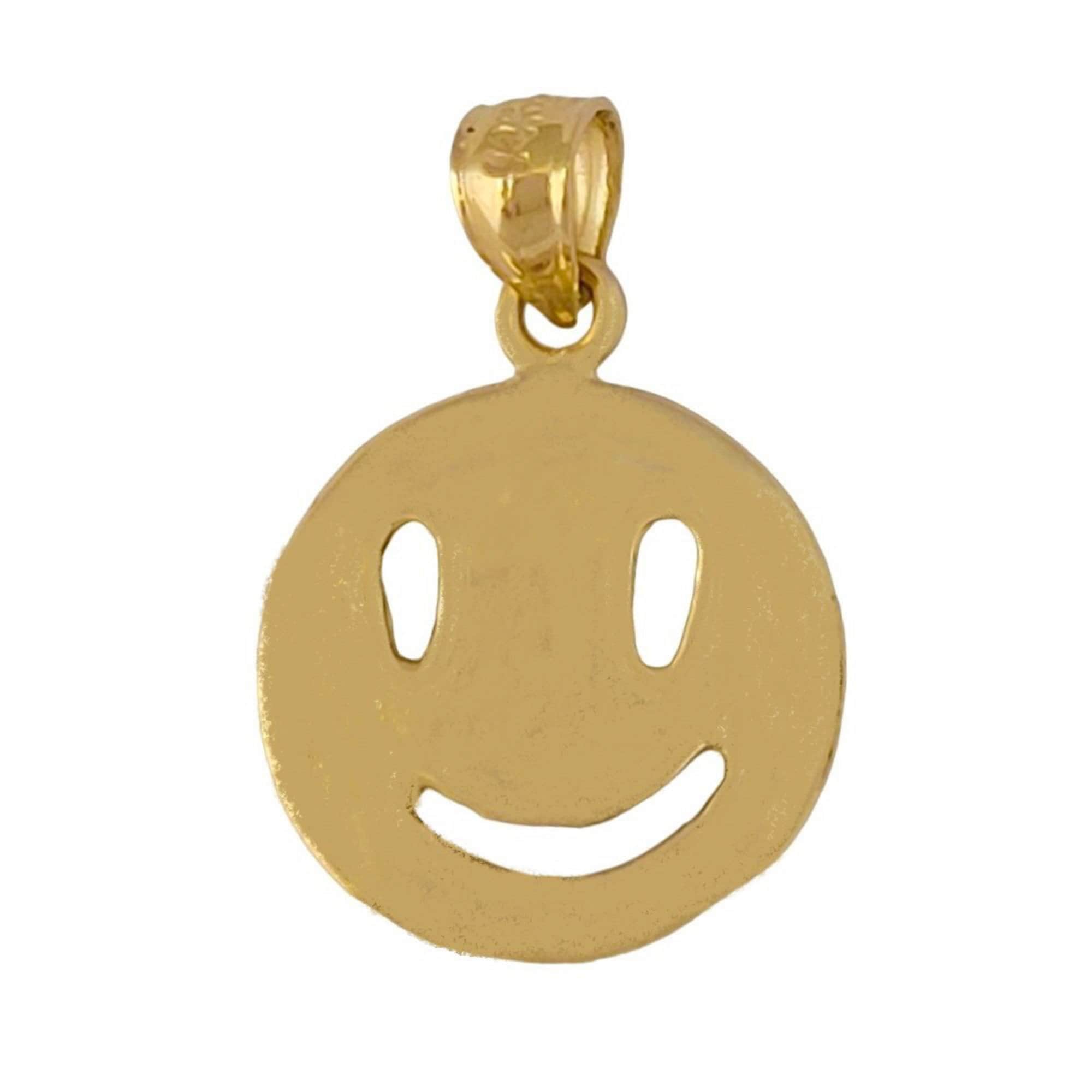 14k Yellow Gold Happy Smiley Face Emoji Pendant - Walmart.com