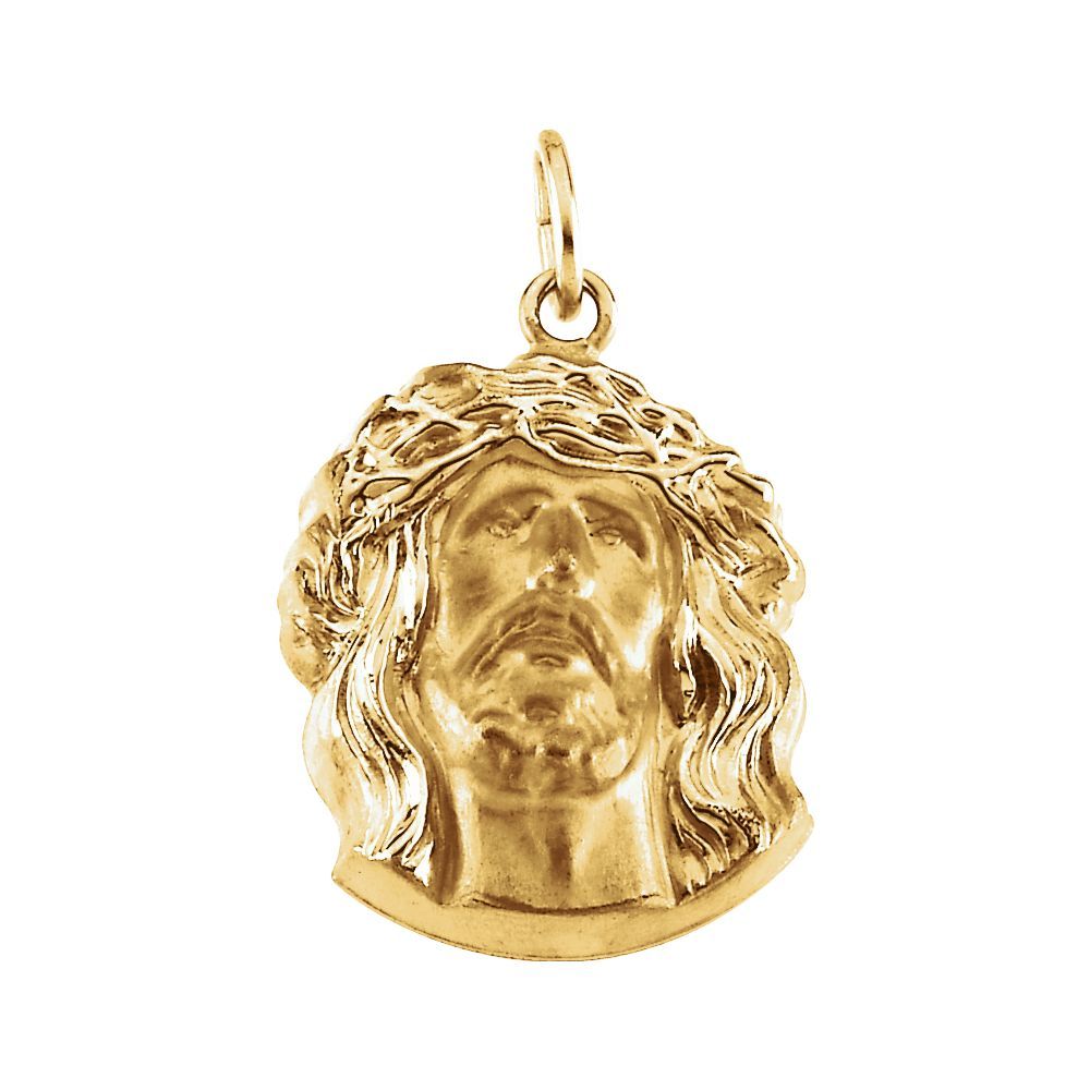 Jewels By Lux 14K Yellow Gold Jesus Christ Head Pendant 37mm X 25mm ...