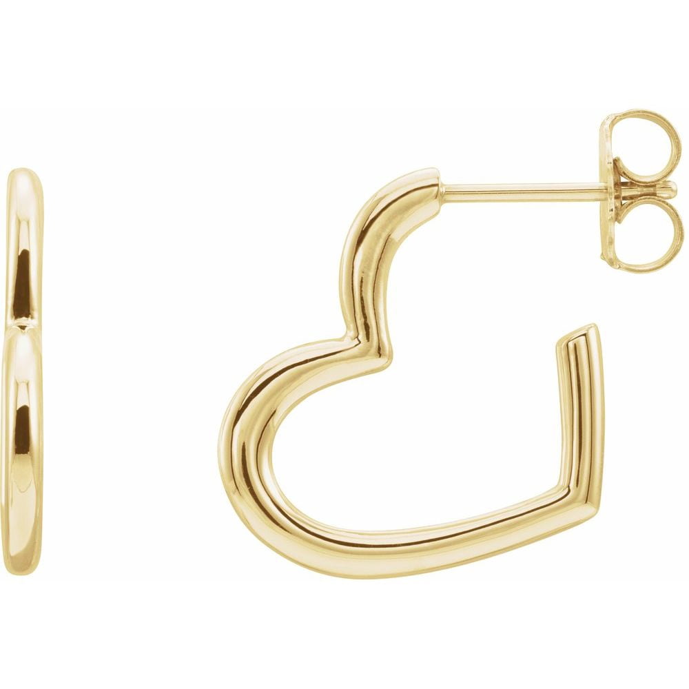 14k Yellow Gold Heart Shape Hoop Earrings Fine Jewelry For Women Gifts ...