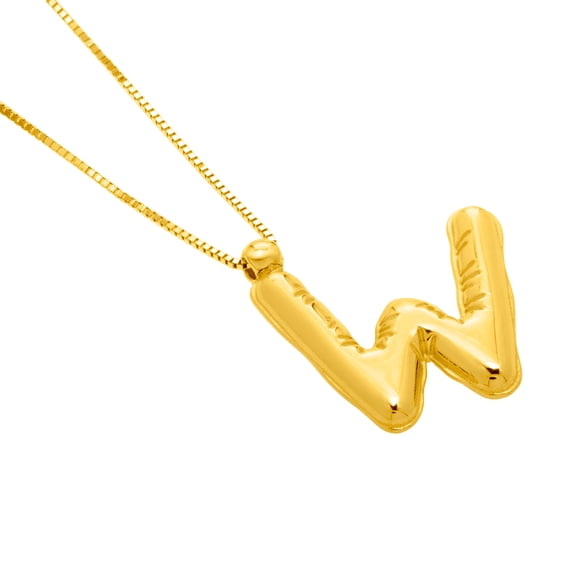 14k Yellow Gold Helium Initial W Pendant Box Chain Necklace With Spring ...