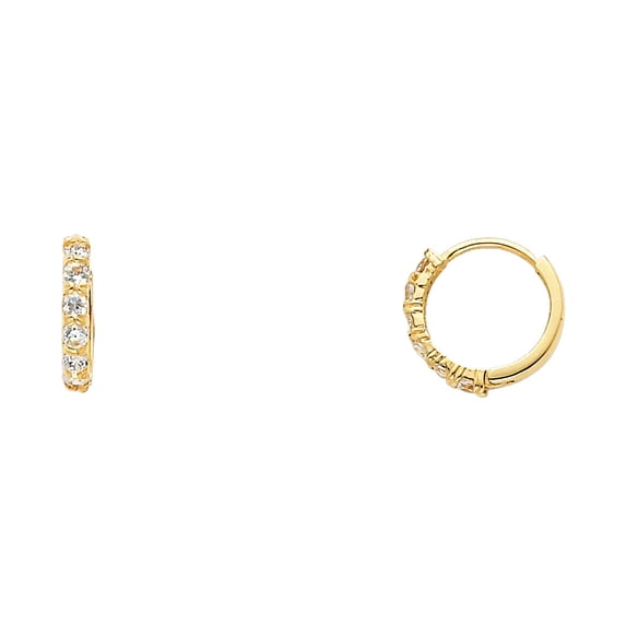 14k Yellow Gold High Polish Hoop Huggie Round Earrings Jewelry Female ...
