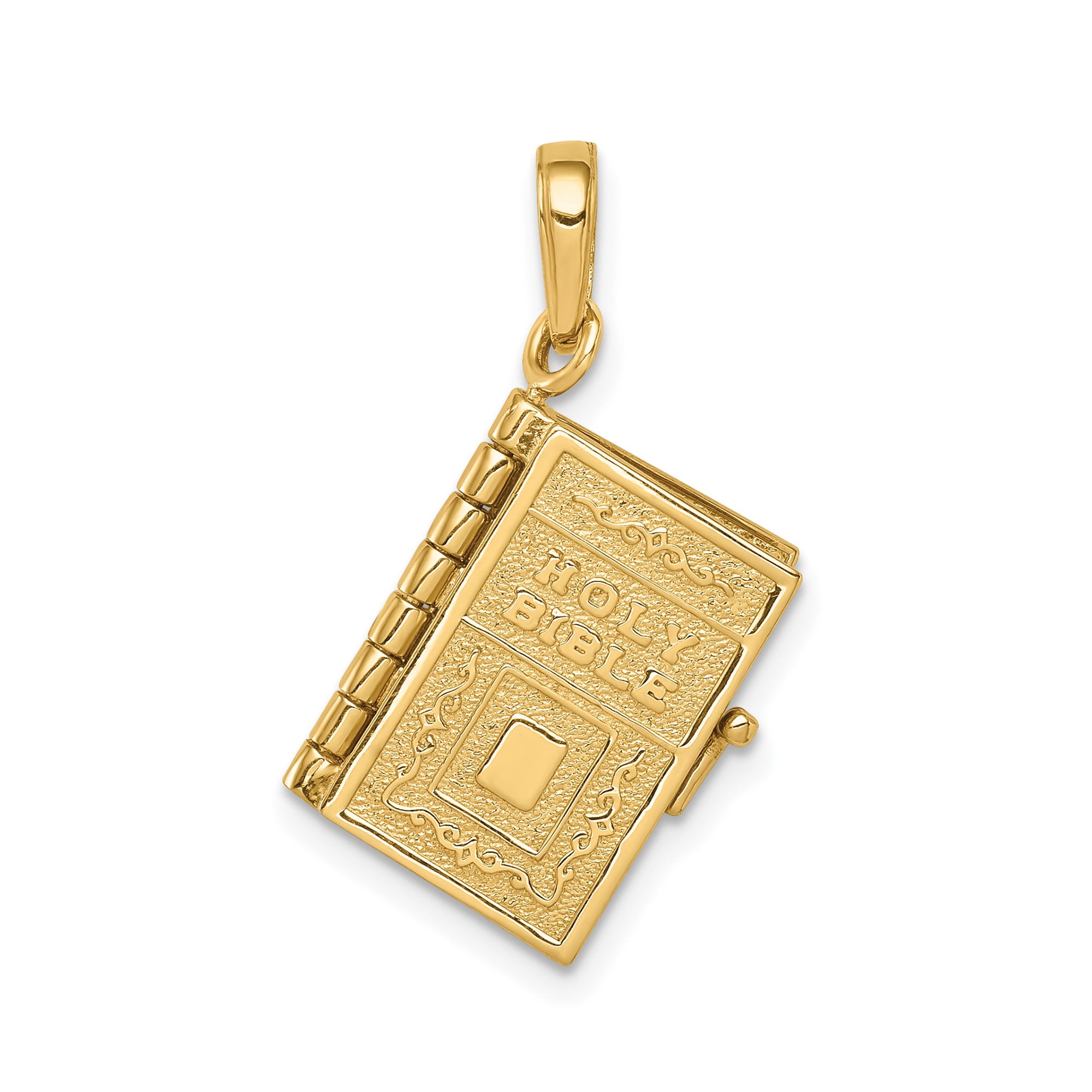 14k Yellow Gold Holy Bible Pendant Necklace for Women or Unisex ...
