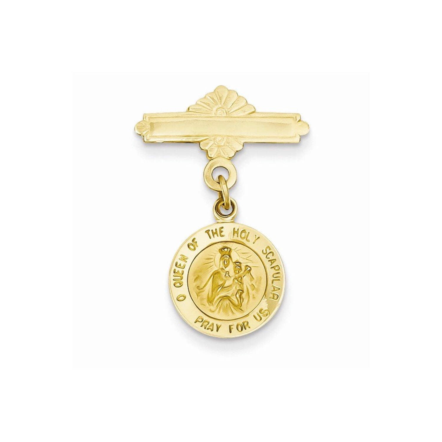 14k Yellow Gold Holy Scapular Sacred Heart Pin - Walmart.com