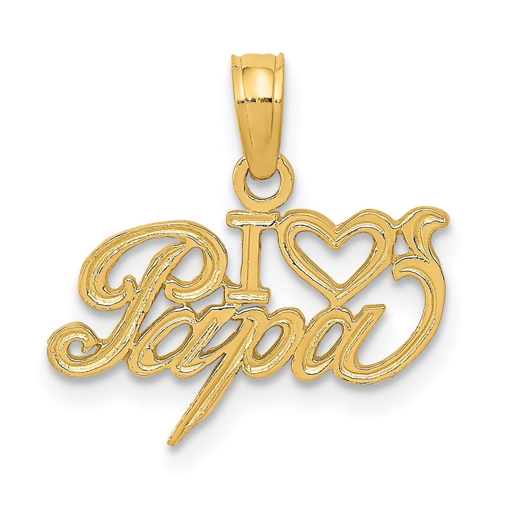 14k Yellow Gold I Heart Papa Charm Pendant Fine Jewelry For Women Gifts ...