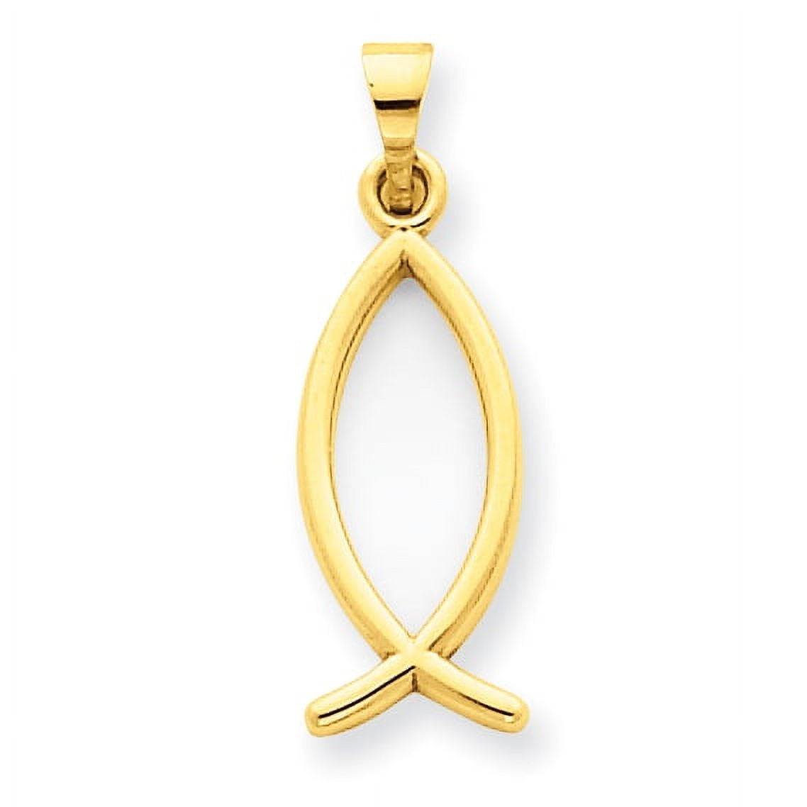 14k Yellow Gold Ichthus Fish Pendant Charm Necklace Religious Ichthu ...
