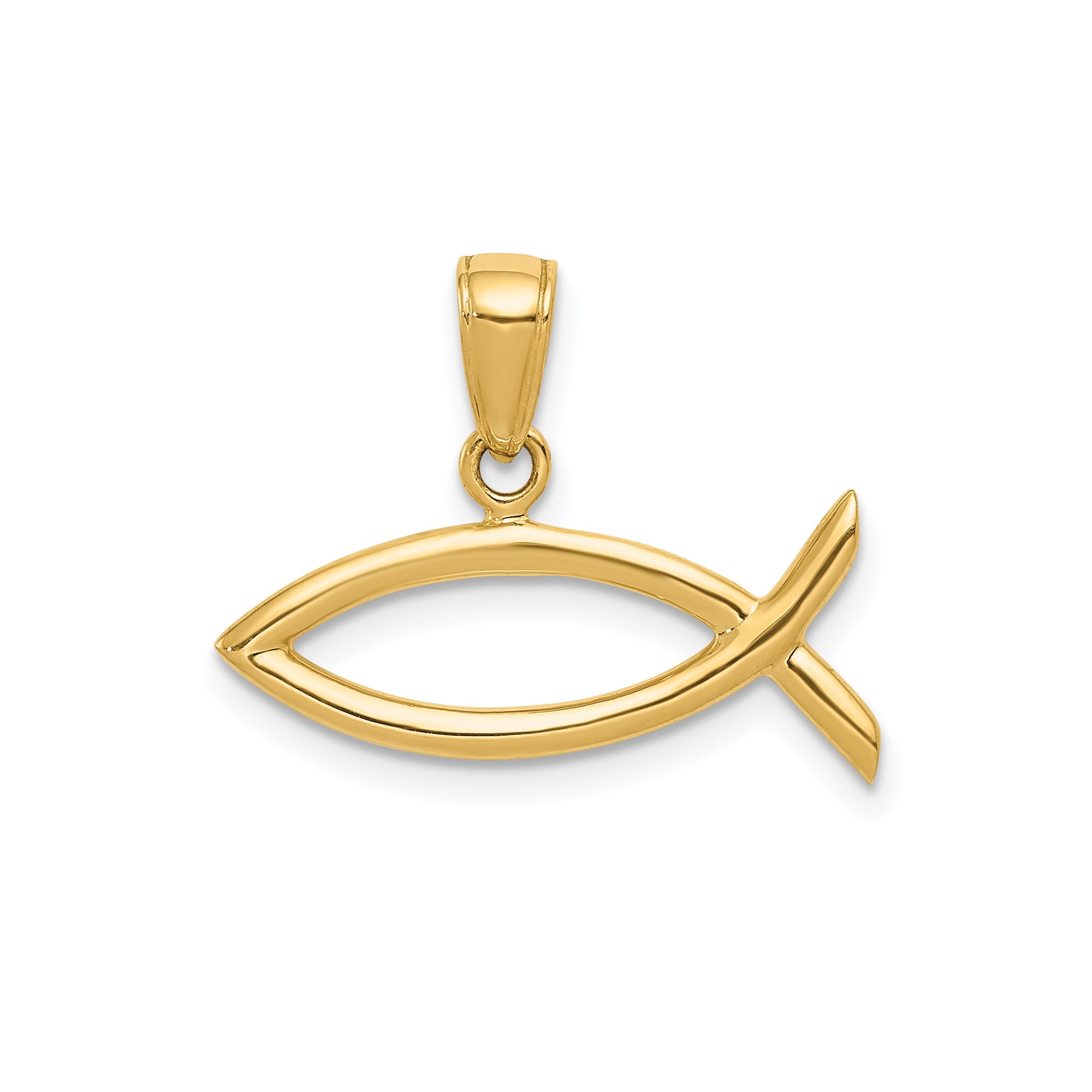 14k Yellow Gold Ichthys Fish Pendant for Women or Unisex, Christian ...