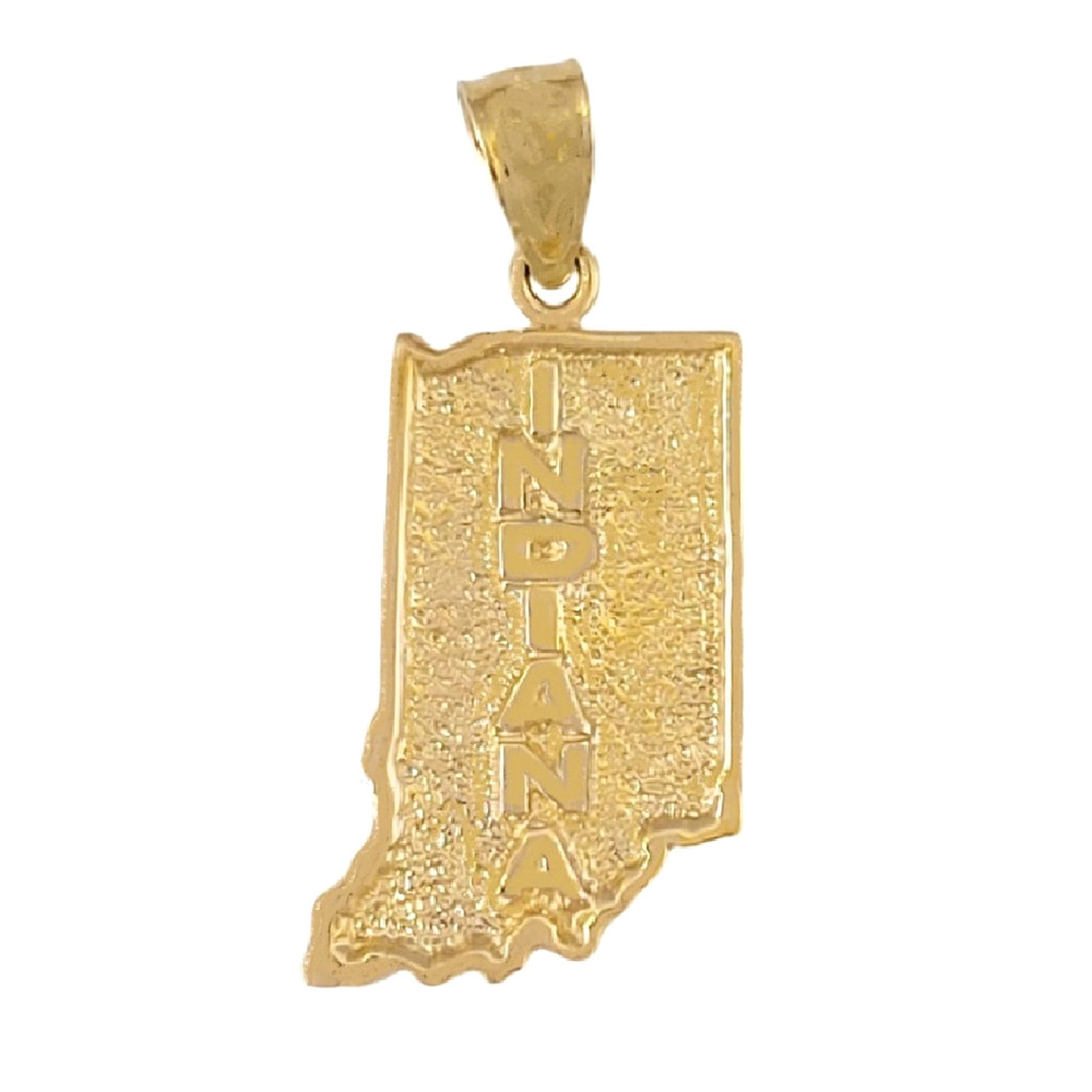 14k Yellow Gold Indiana State Map Pendant - Walmart.com