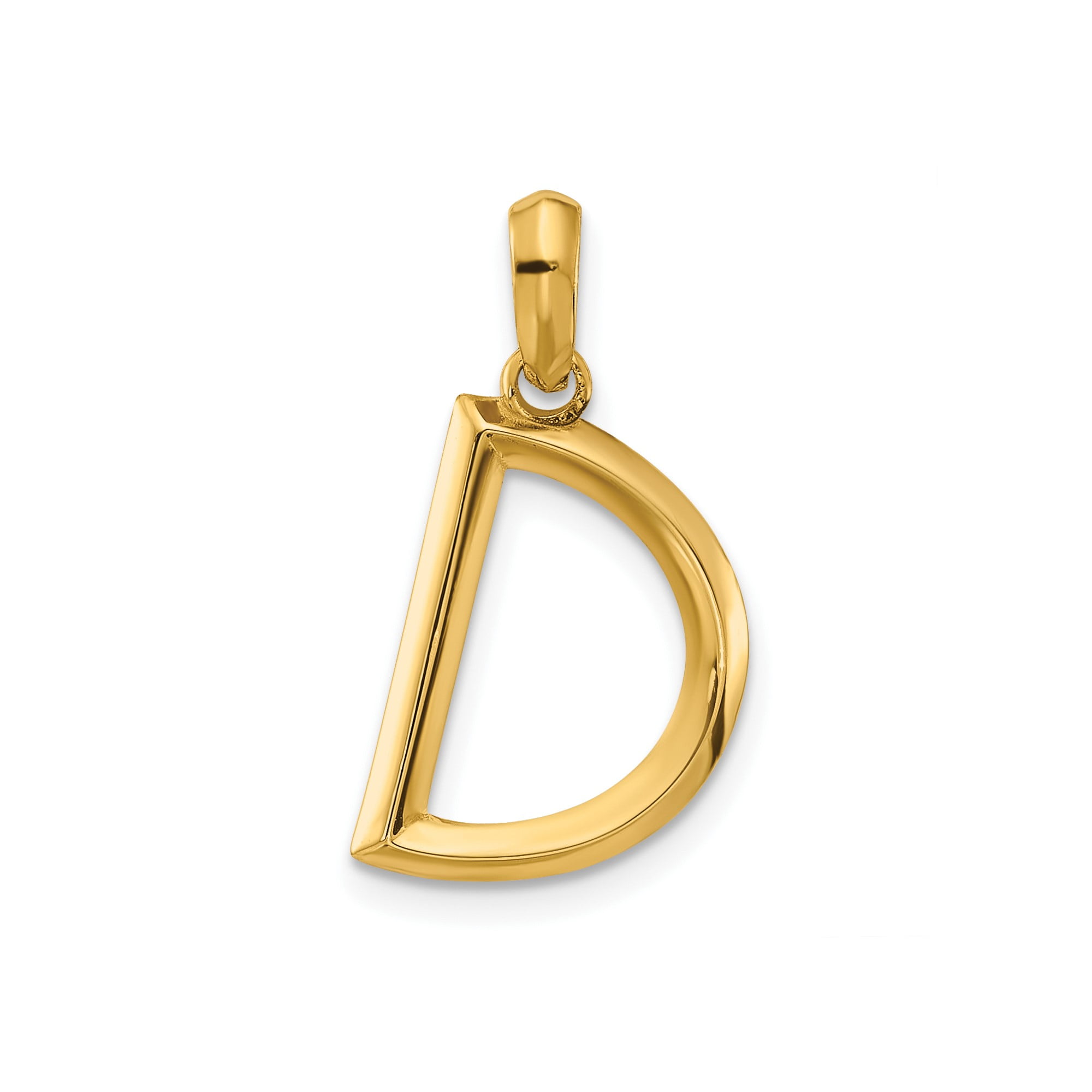 14k Yellow Gold Initial D Pendant Charm, Polished Block Letter Necklace ...