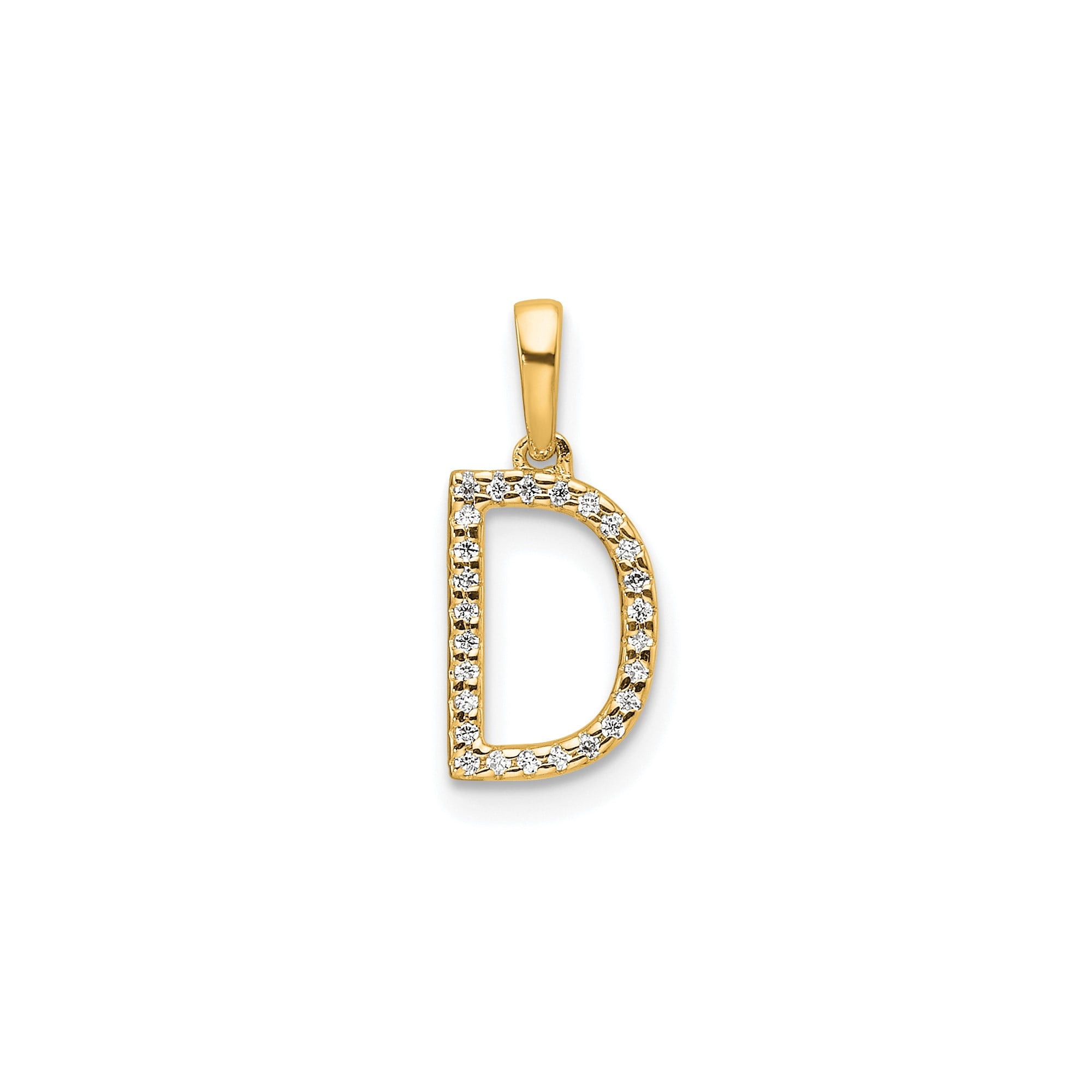 14k Yellow Gold Initial D Pendant for Women, Polished Openwork Monogram ...