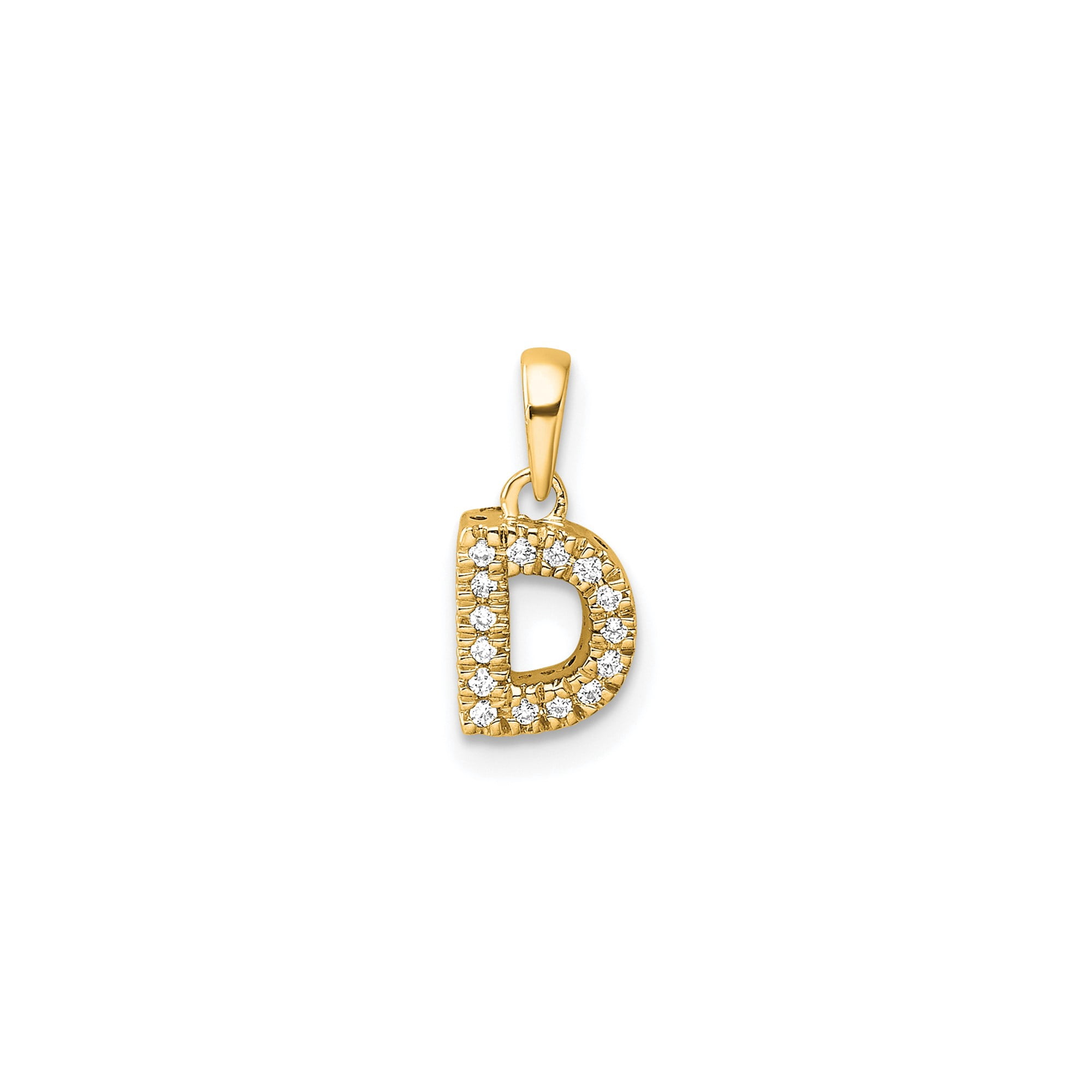 14k Yellow Gold Initial D Pendant for Women, Block Letter Necklace with ...