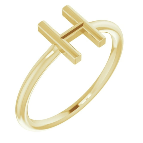 14k Yellow Gold Initial H Metal Fashion Ring Fine Jewelry For Women ...