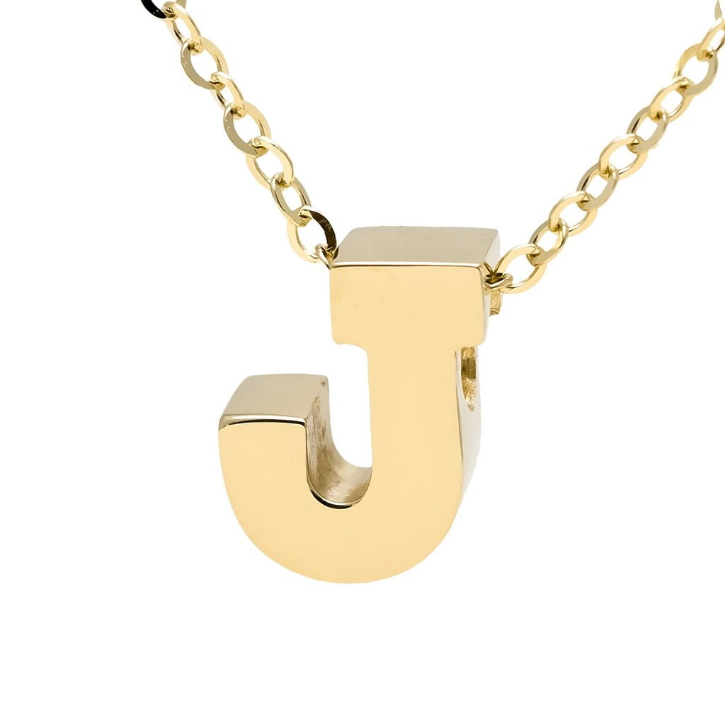 14k Yellow Gold Initial J Pendant With Chain - Walmart.com