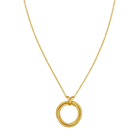 14k Yellow Gold Interlocking Large Polished Trinity Circle Necklace ...