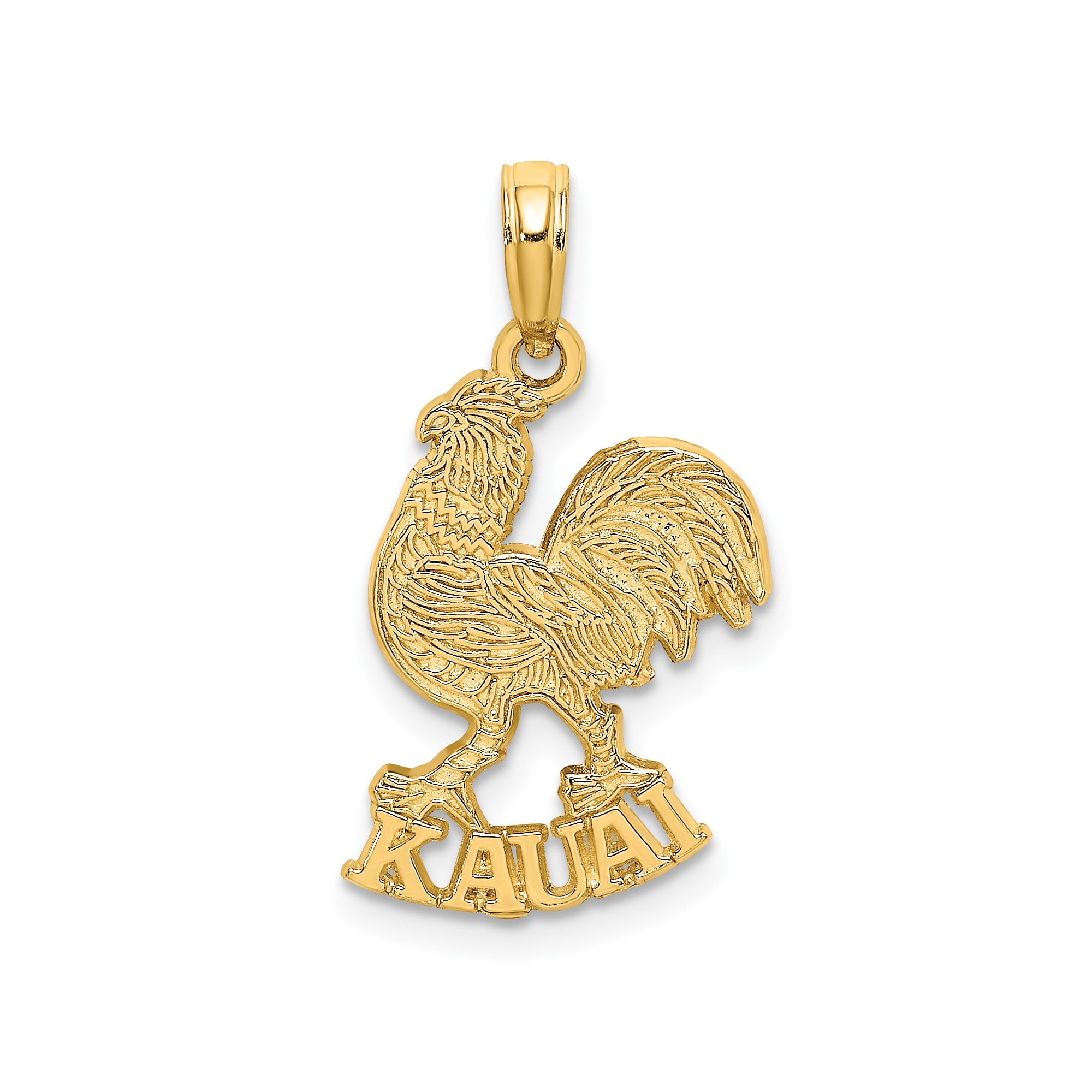 14k Yellow Gold Kauai Rooster Pendant Necklace for Women and Men ...