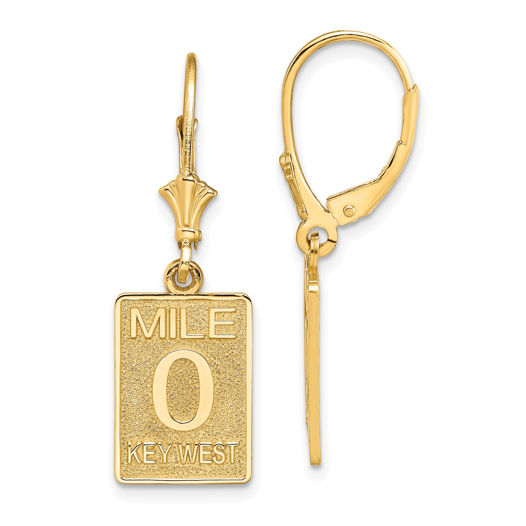 14k Yellow Gold Key West Mile 0 Dangle Earrings for Women, Travel ...