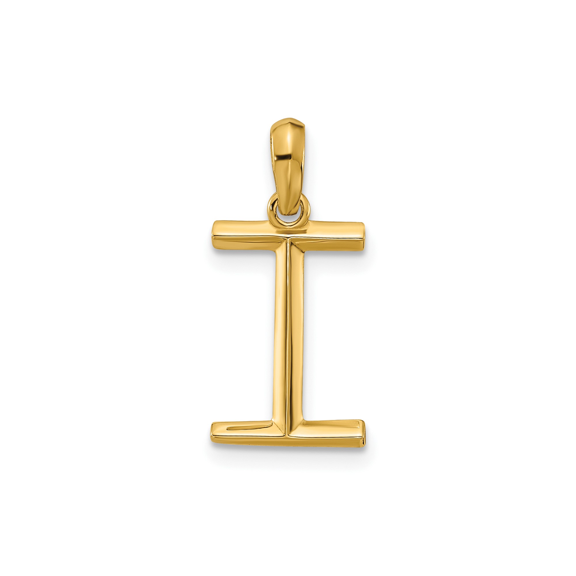 14k Yellow Gold Letter I Pendant for Women and Men, High Polish ...