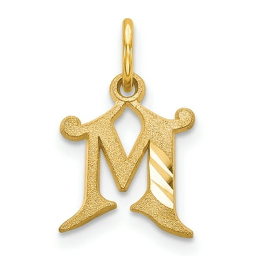 LoveBling 10k Yellow Gold Alphabet Initial Bubble Letter Charm Pendant (O; 0.87" x 0.65 ...