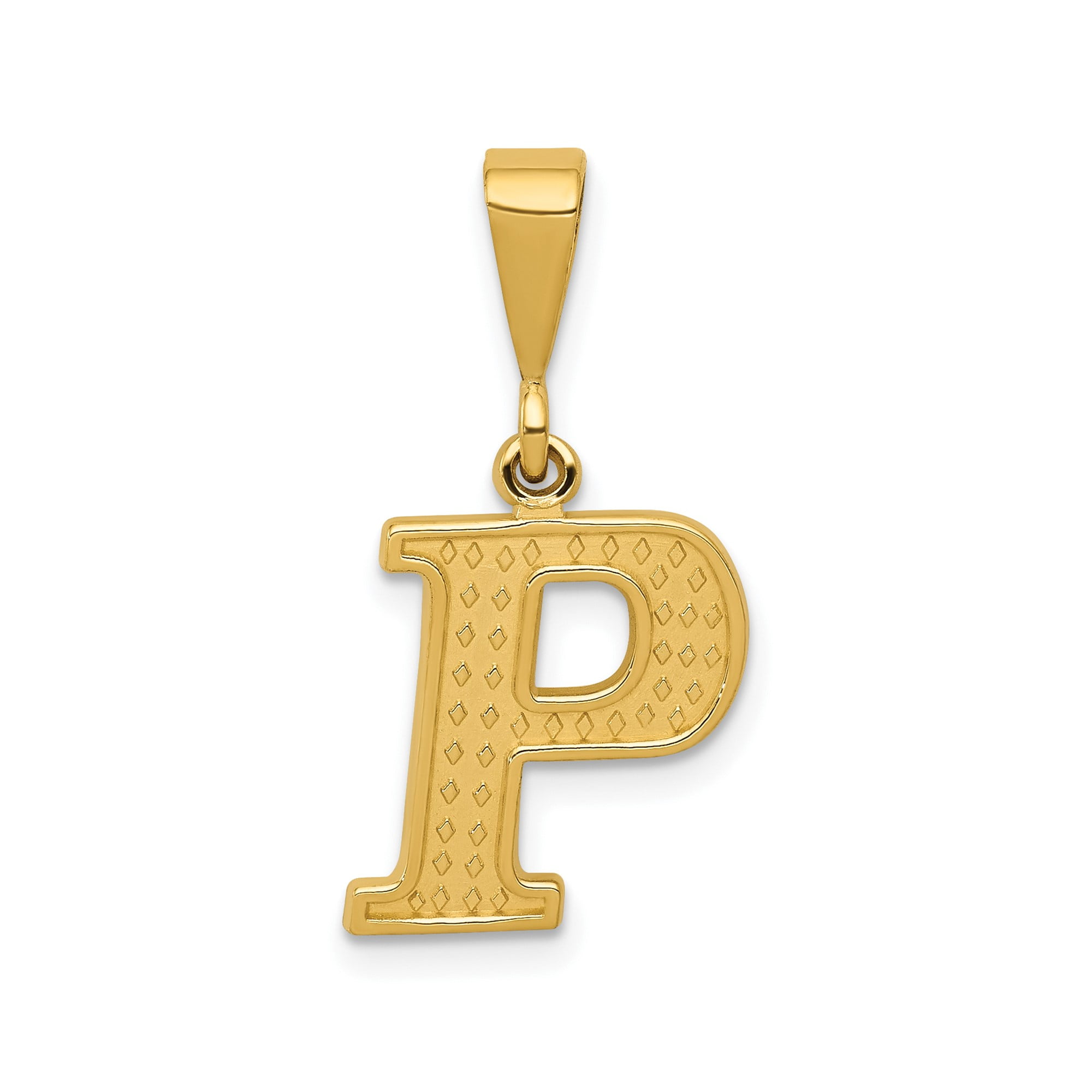 14k Yellow Gold Letter P Pendant for Women or Unisex, Diamond Cut ...