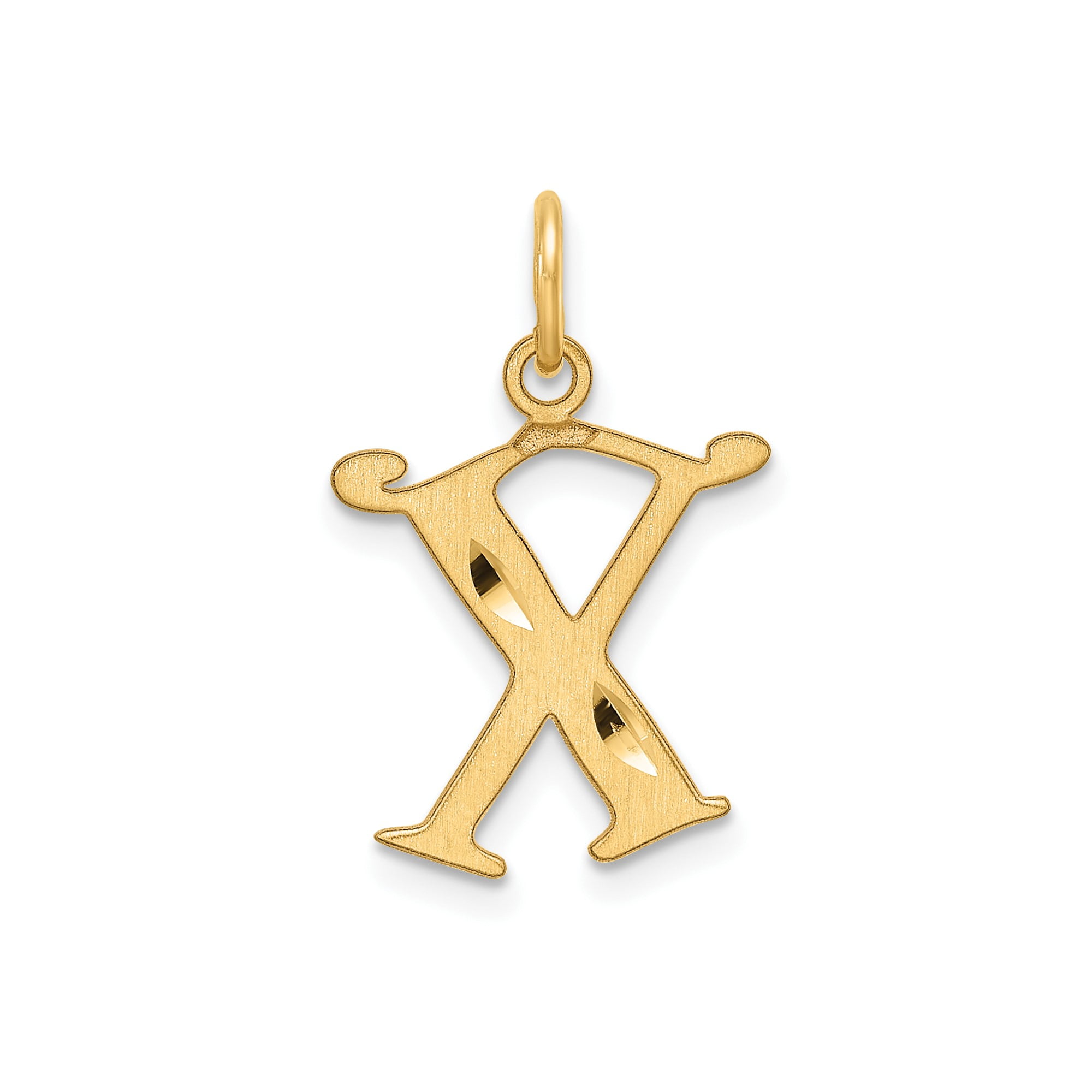 14k Yellow Gold Letter X Pendant for Women or Unisex, Polished and ...