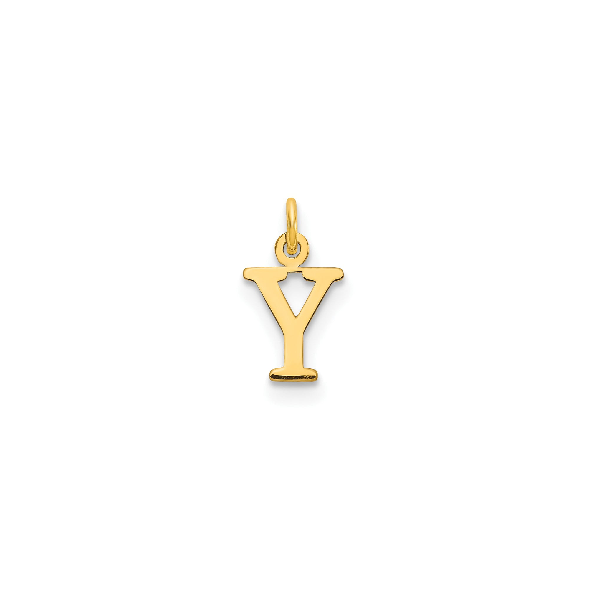 14k Yellow Gold Letter Y Pendant Charm for Women or Unisex, Polished Block Initial for Necklace ...