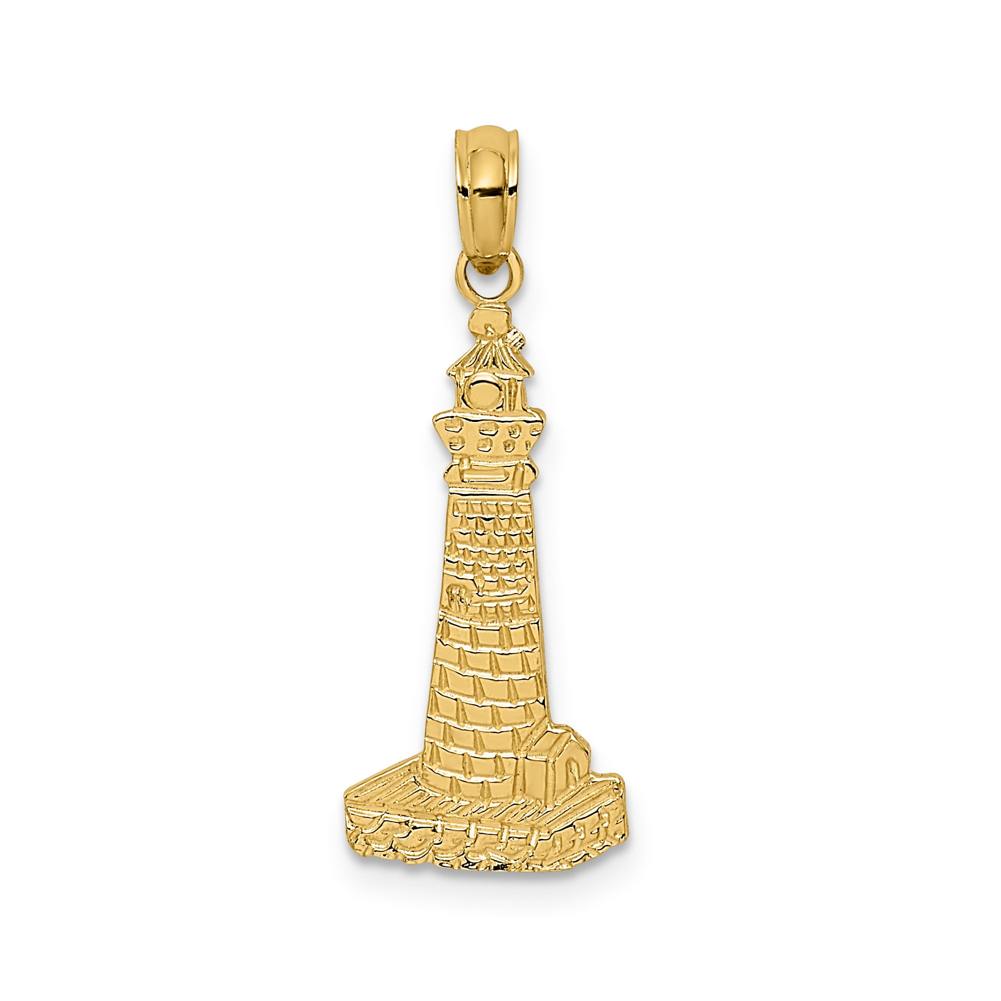 14k Yellow Gold Lighthouse Pendant for Women or Unisex, Nautical ...