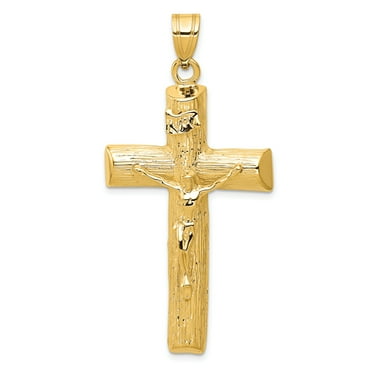 Crucifix Jesus Christ Cross Pendant Necklace Male 14K Yellow Gold ...