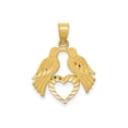 14k Yellow Gold Lovebird Heart Pendant Charm, Unisex, Jewelry Stores ...