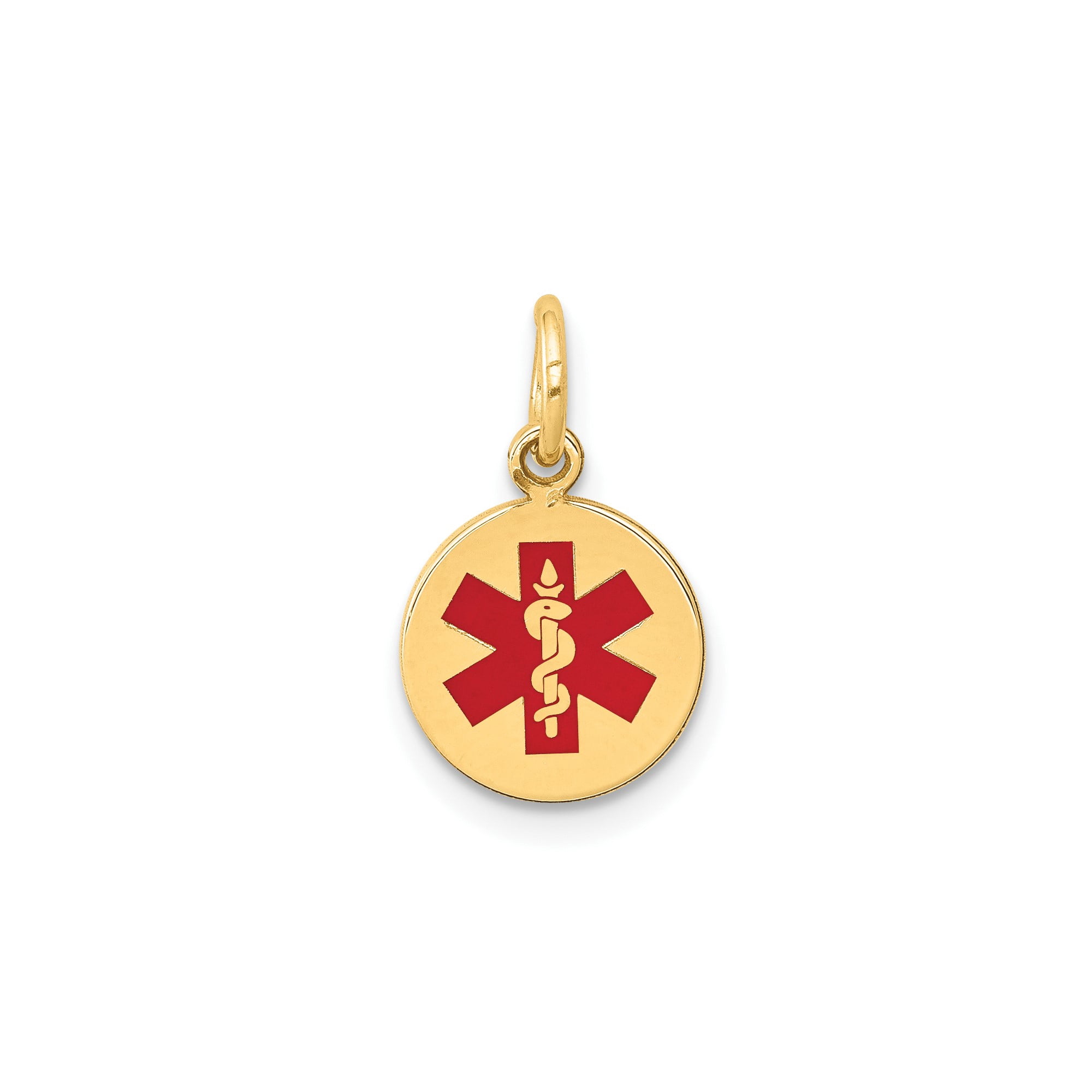 14k Yellow Gold Medical Alert Pendant for Men and Women, Red Star of ...