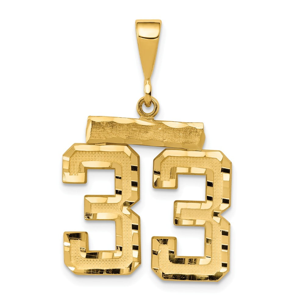 14k Yellow Gold Medium Diamond-cut Number 33 Charm - Walmart.com