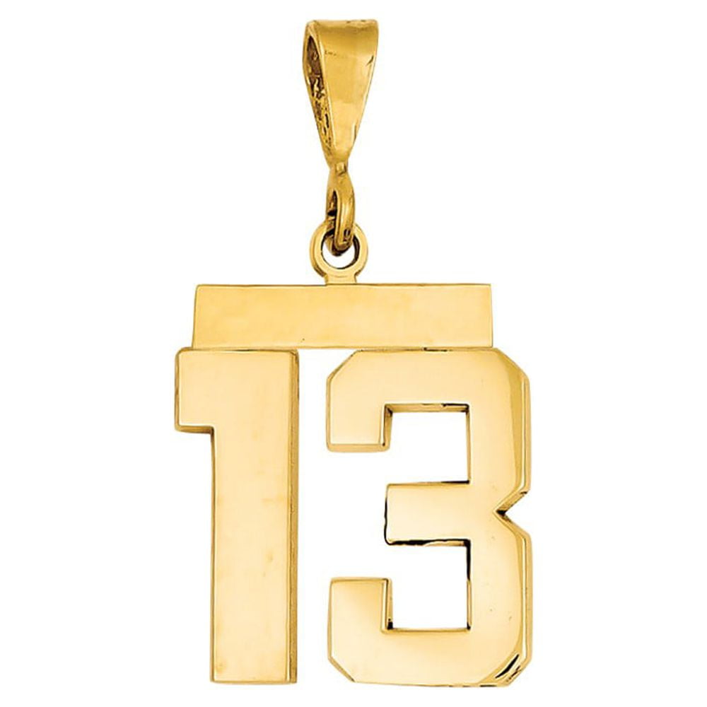 14k Yellow Gold Medium Polished Number 13 Charm - Walmart.com