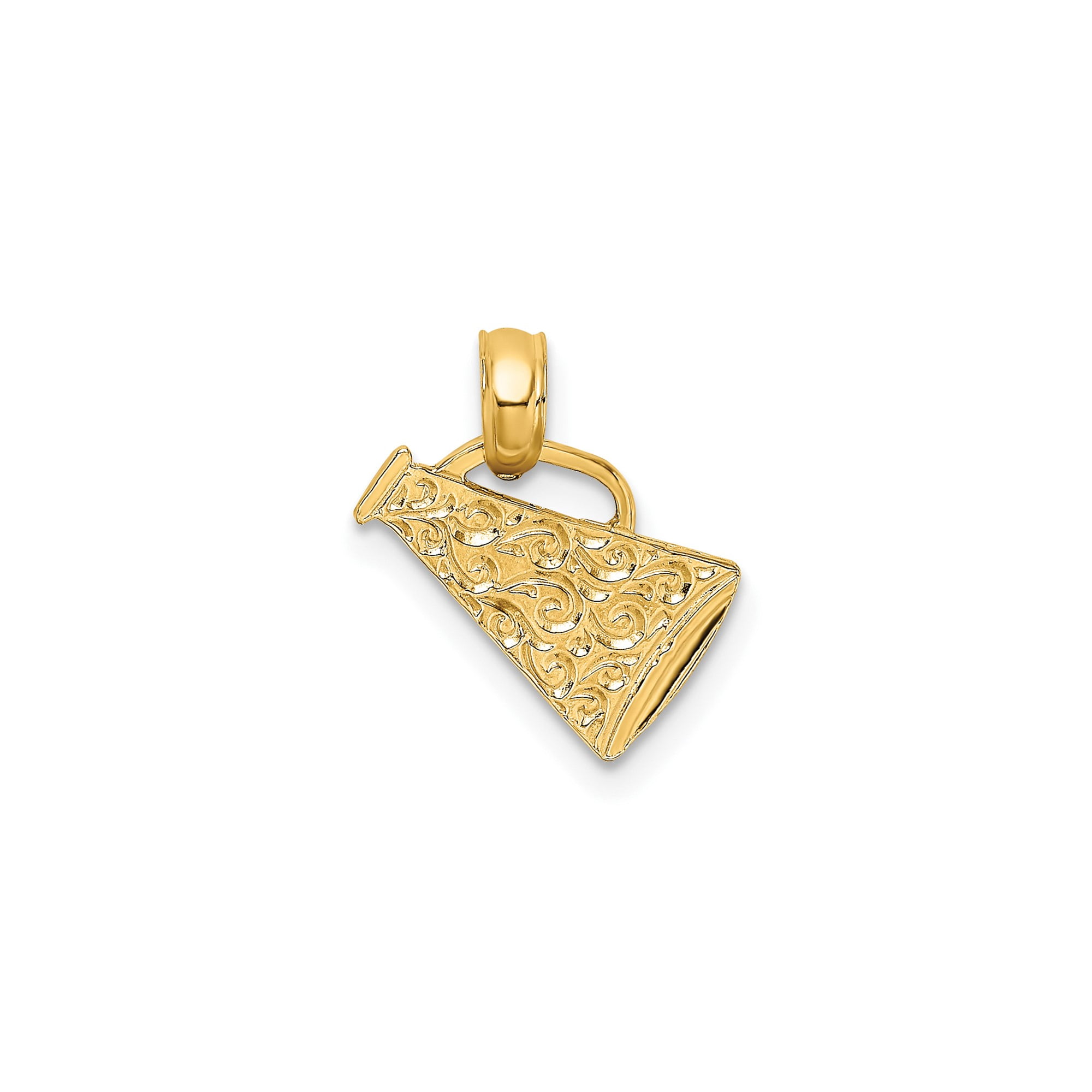 14k Yellow Gold Megaphone Pendant with Scroll Detailing, Cheerleader ...