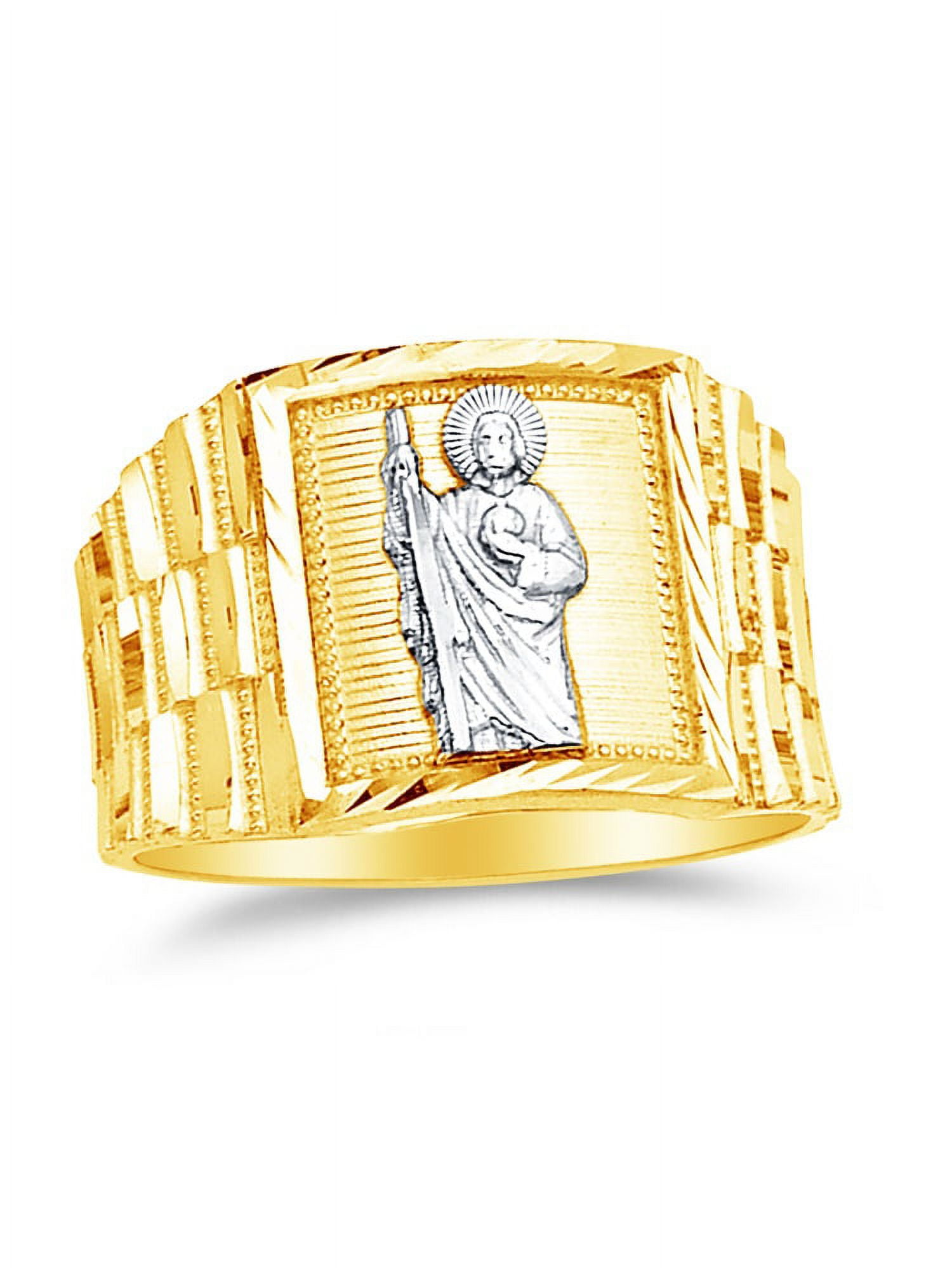 14k Yellow Gold Men's Saint Christopher Ring , Size 10 - Walmart.com