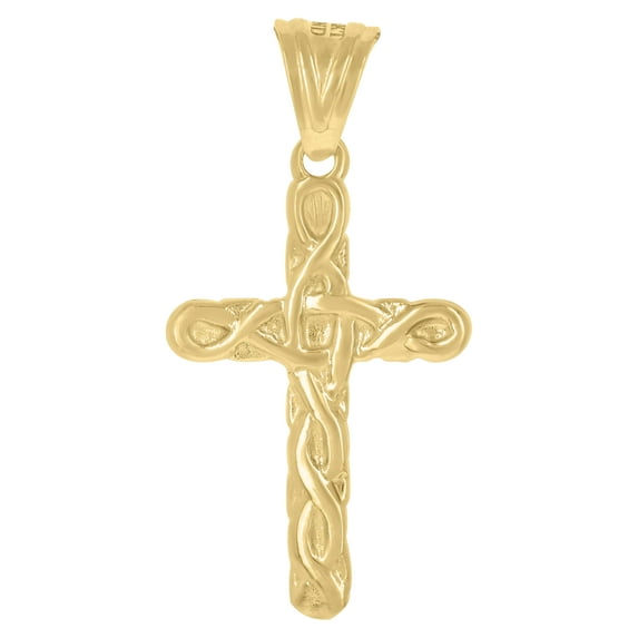 14k Yellow Gold Mens Cross Religious Charm Pendant - Walmart.com